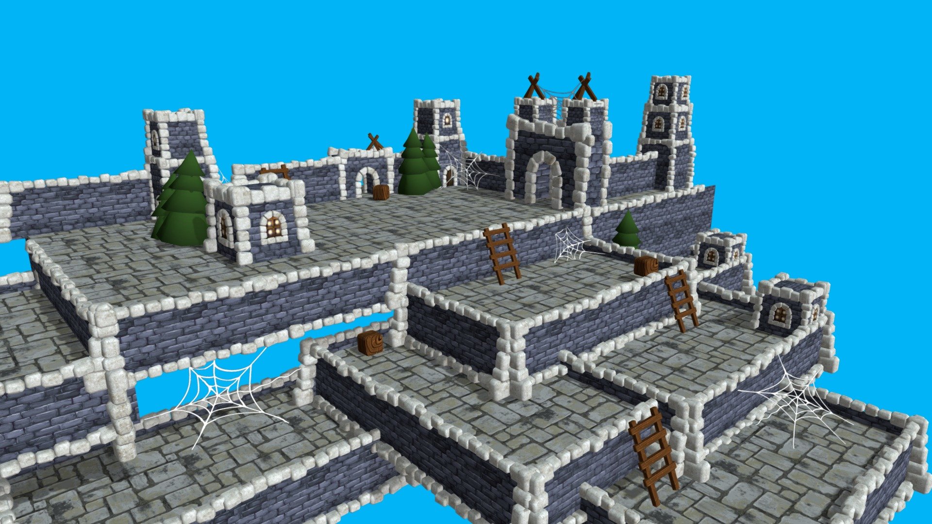 Castle Game Level Scene - 3D model by milamila [7736e57] - Sketchfab