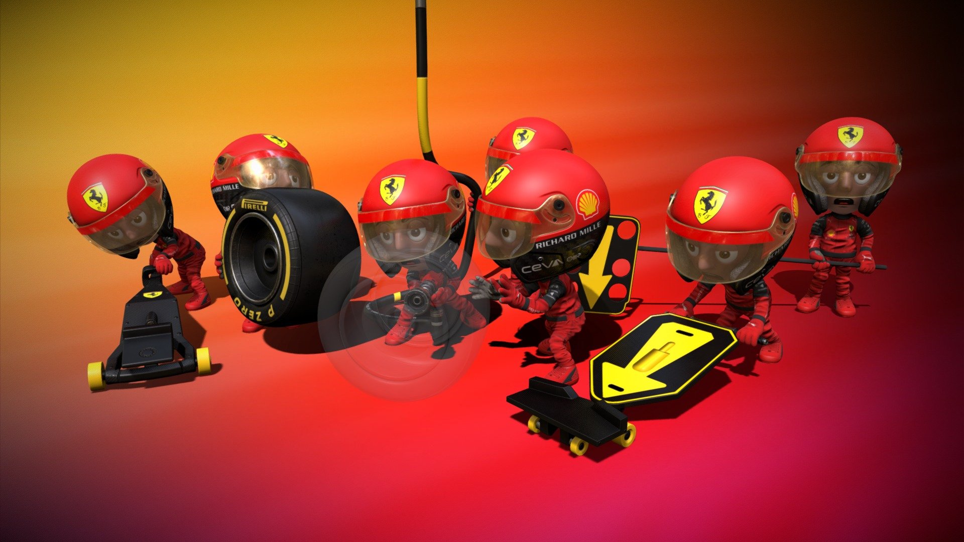 Toy F1 pit stop mechanics - 3D model by giobiancoFB [7736f7a] - Sketchfab