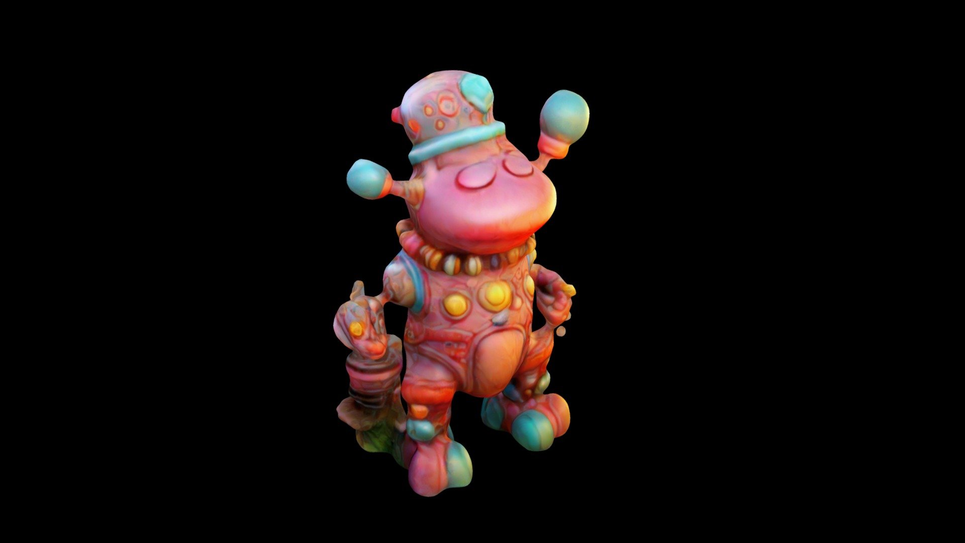 a colorful robot with a pink body and green arms - Download Free 3D ...