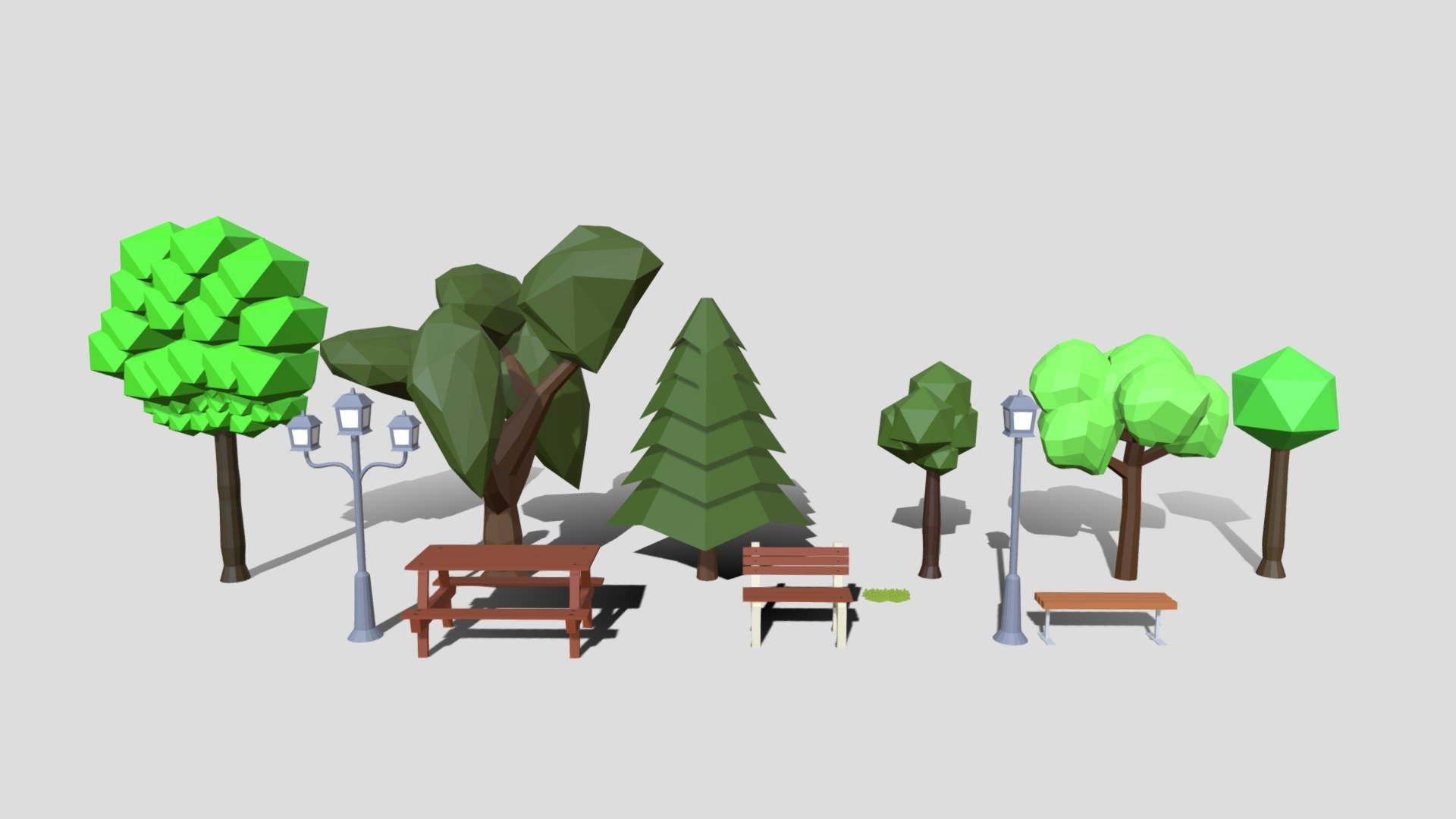 Low Poly Cartoon Park Assets Pack - Buy Royalty Free 3D model by ...