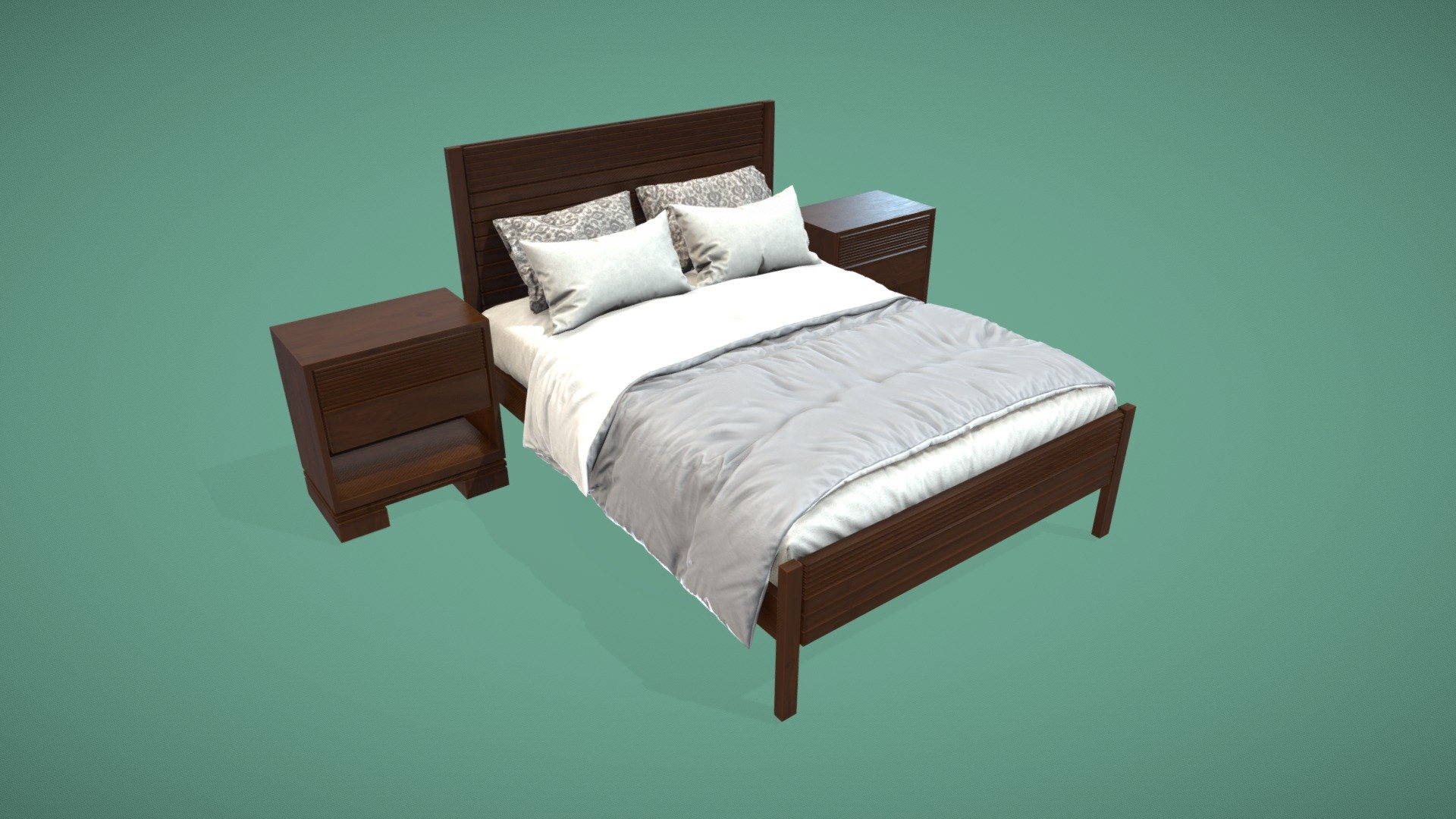 Bed with Nightstands Low Poly - Buy Royalty Free 3D model by We3Do ...