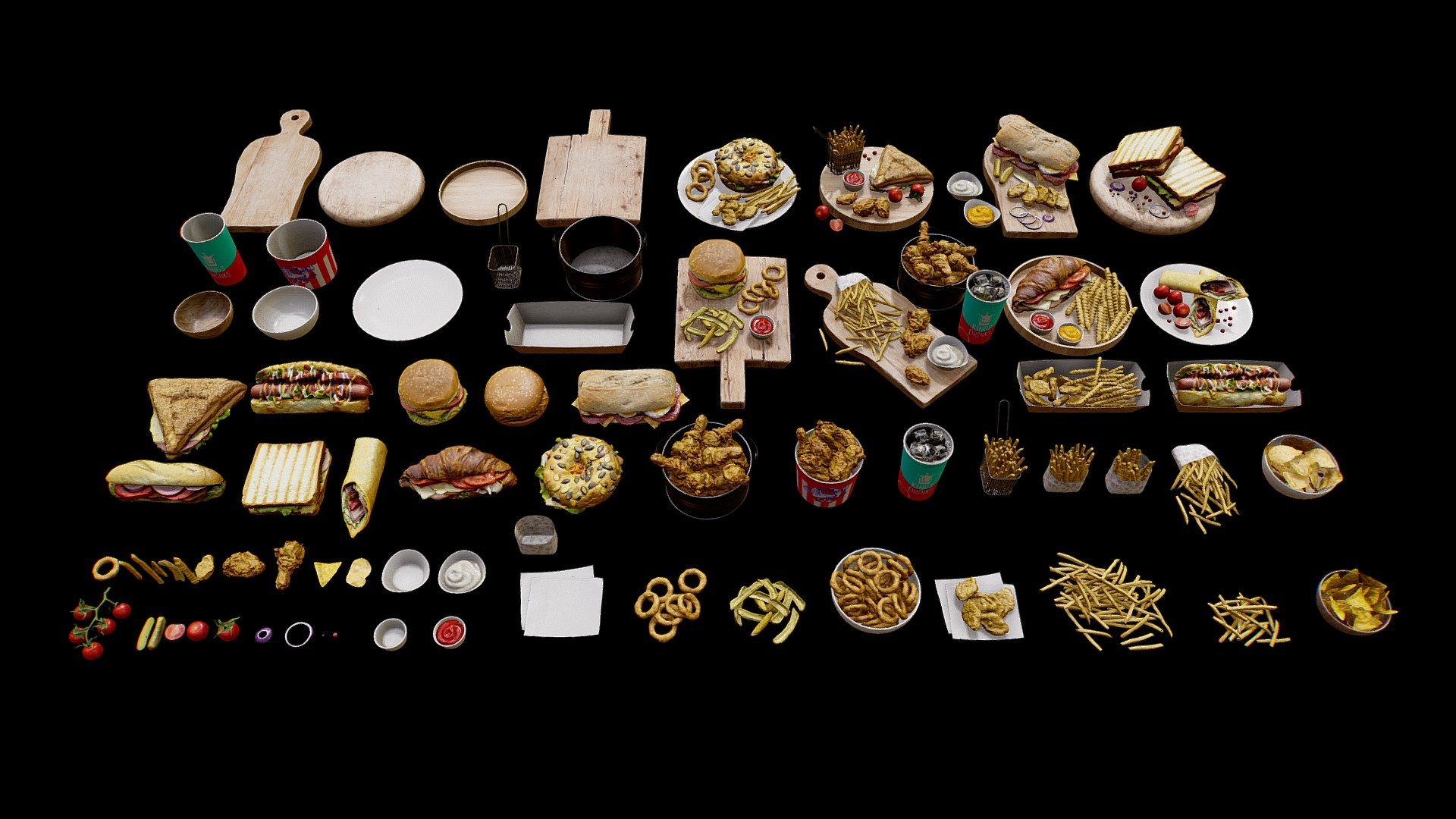 Fast Food - 3D model by M3D (@M3Drender) [776cfa3] - Sketchfab