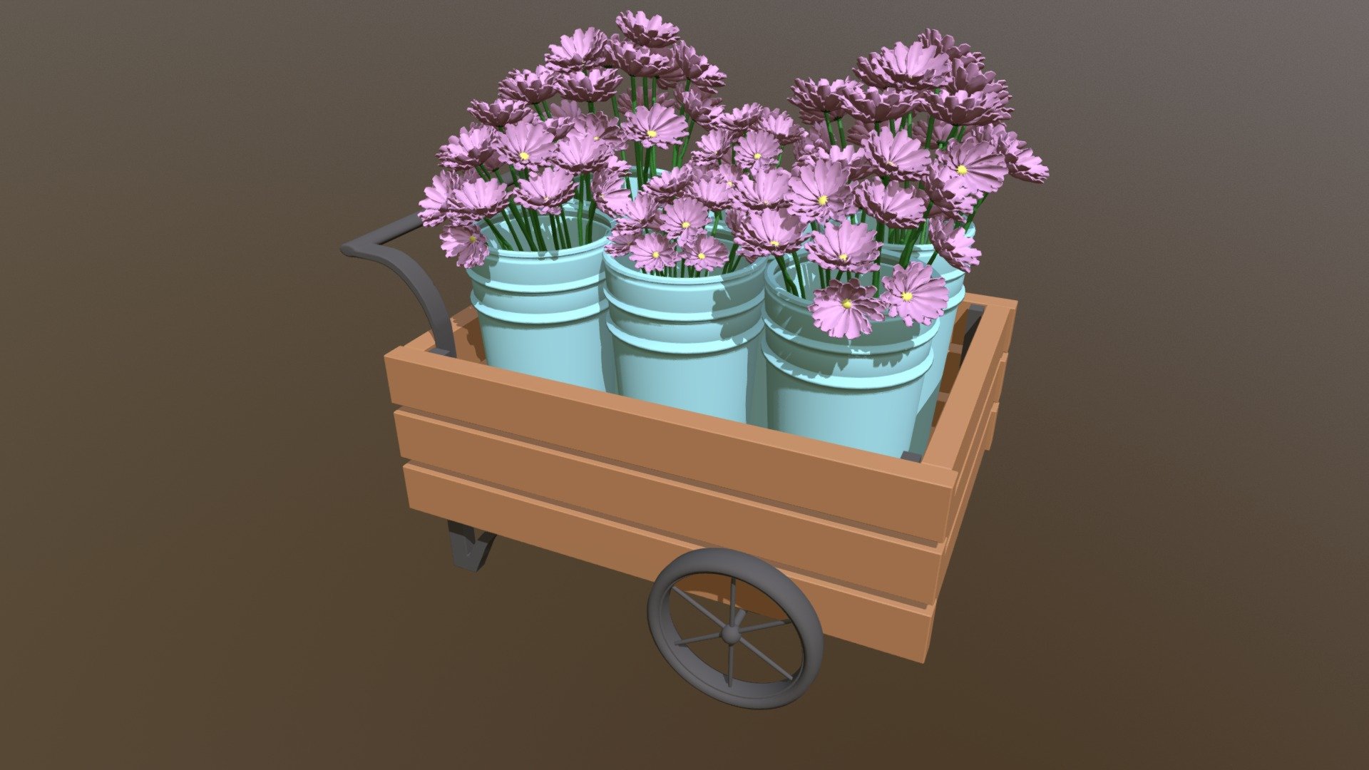 Flower cart - 3D model by HannahKim (@JangMiMedia) [7782659] - Sketchfab