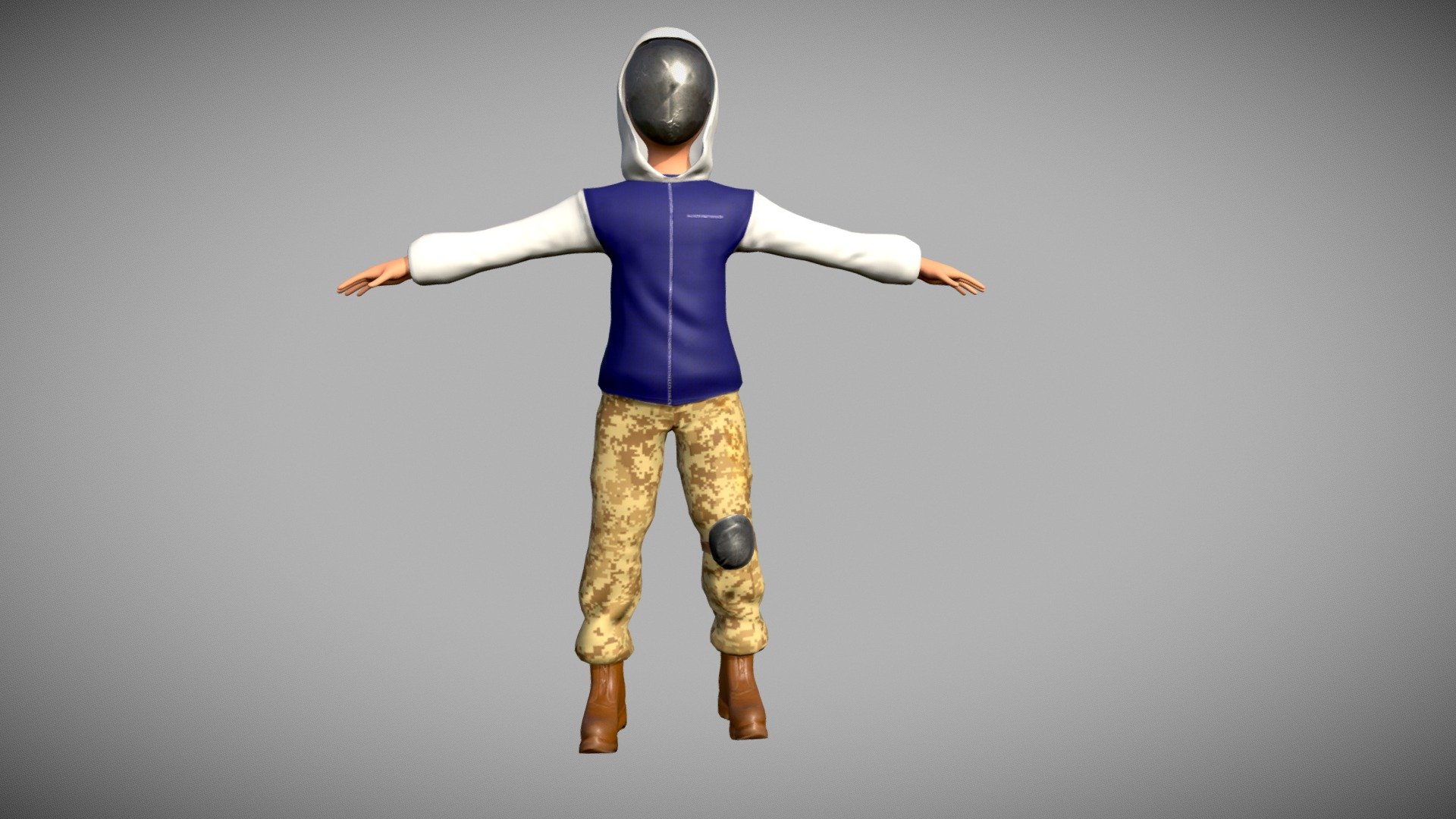 Street military guy PBR Rigged Low poly - 3D model by Olexandr ...