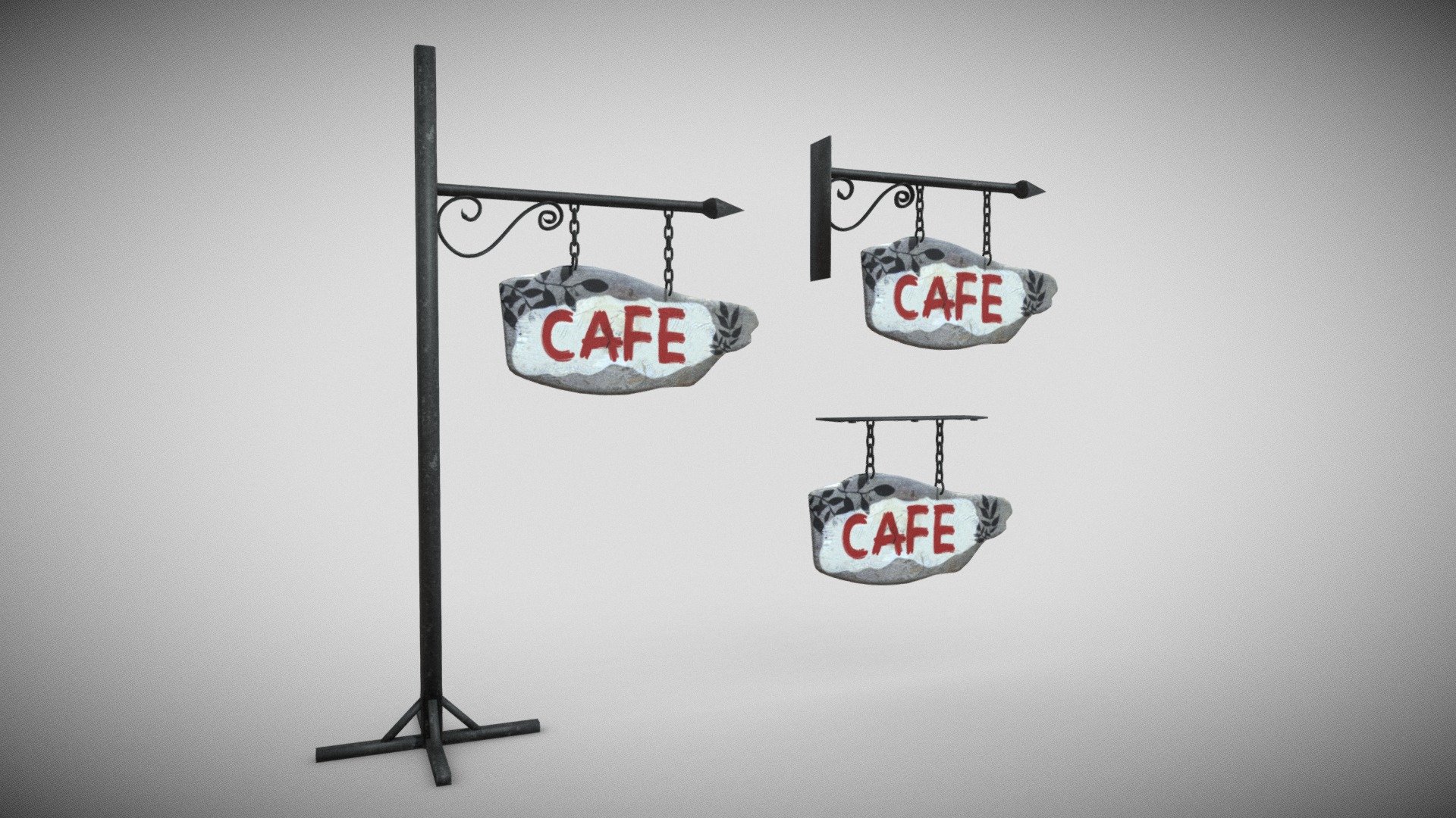 3D old wooden cafe sign 02 model - 3D model by nvere [778c655] - Sketchfab