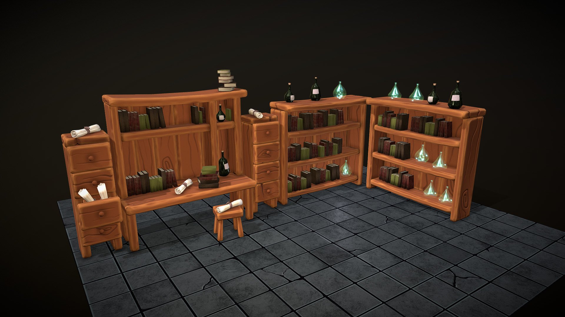 Stylized game ready library hand-painted asset - Buy Royalty Free 3D ...