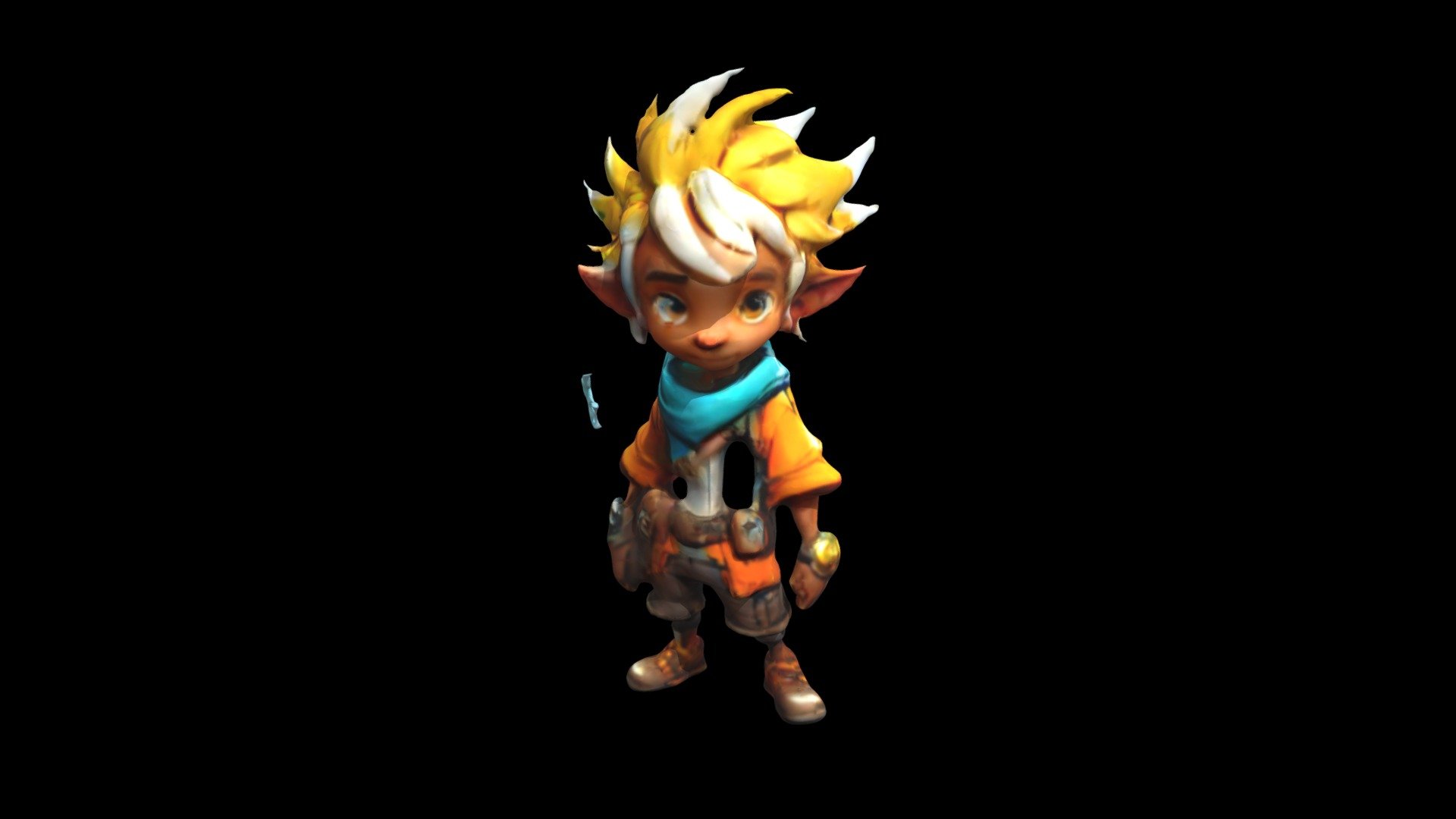 a cartoon character with a blue scarf around - Download Free 3D model ...