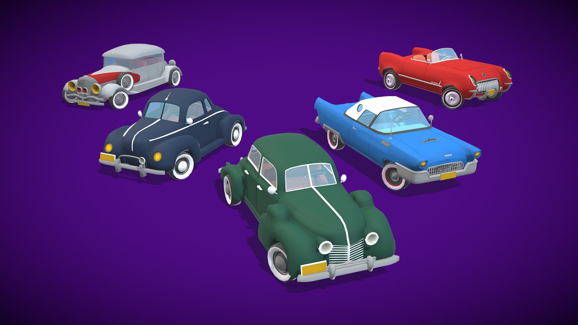 Low Poly Nostalgic Toon Car Pack (5 cars) - 3D model by Eren Kaya ...
