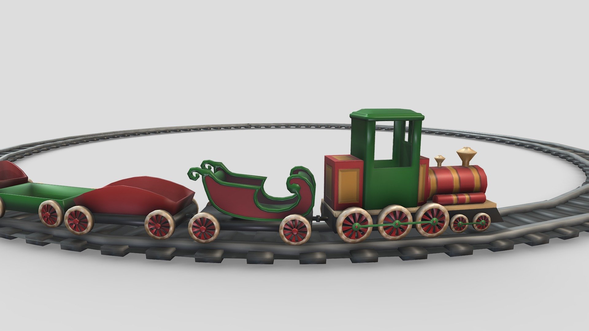 Low Poly Circular Round Railway Toy Train - Buy Royalty Free 3D model ...