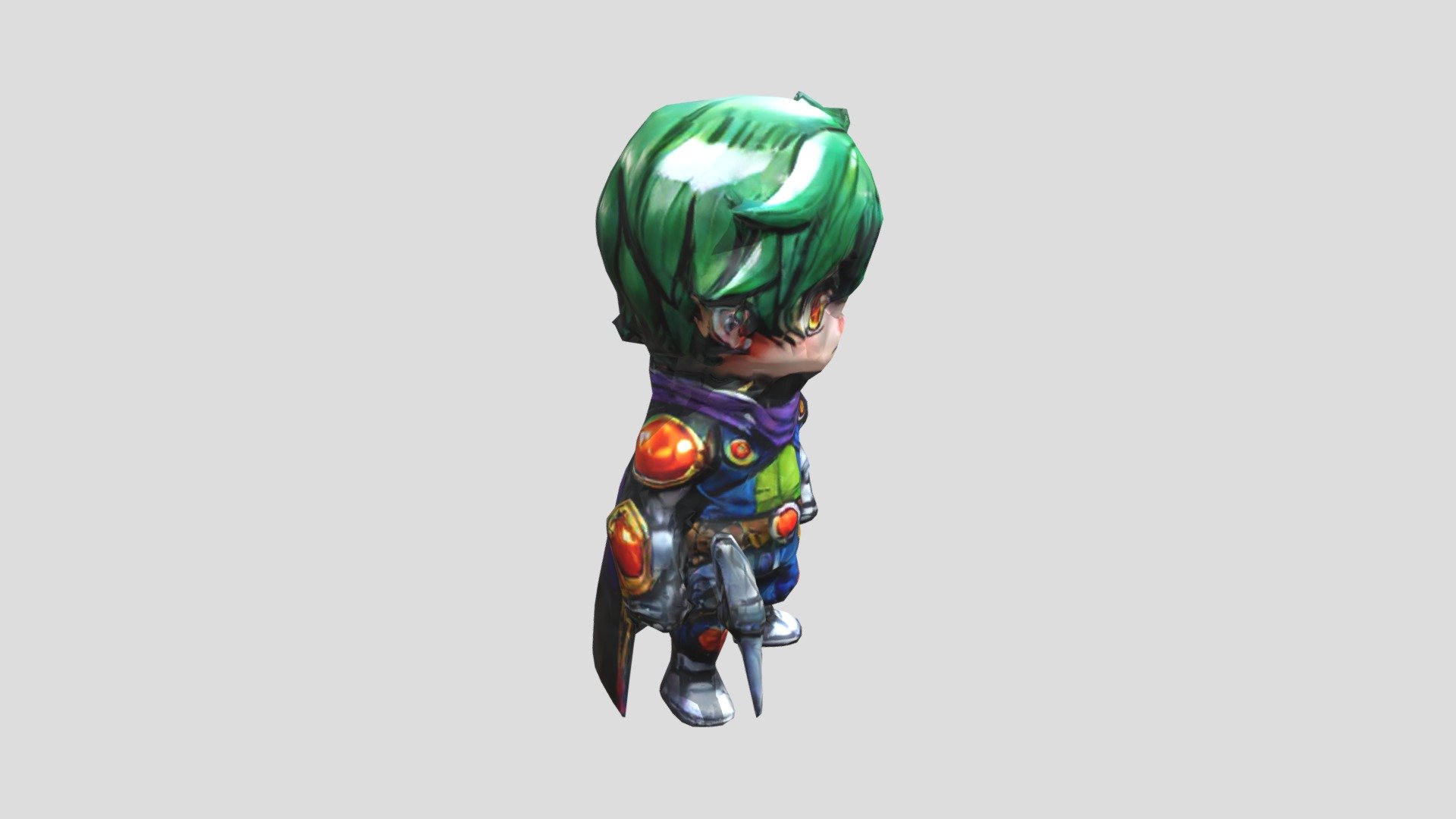 A chibi style character with green hair and a sc - Download Free 3D ...