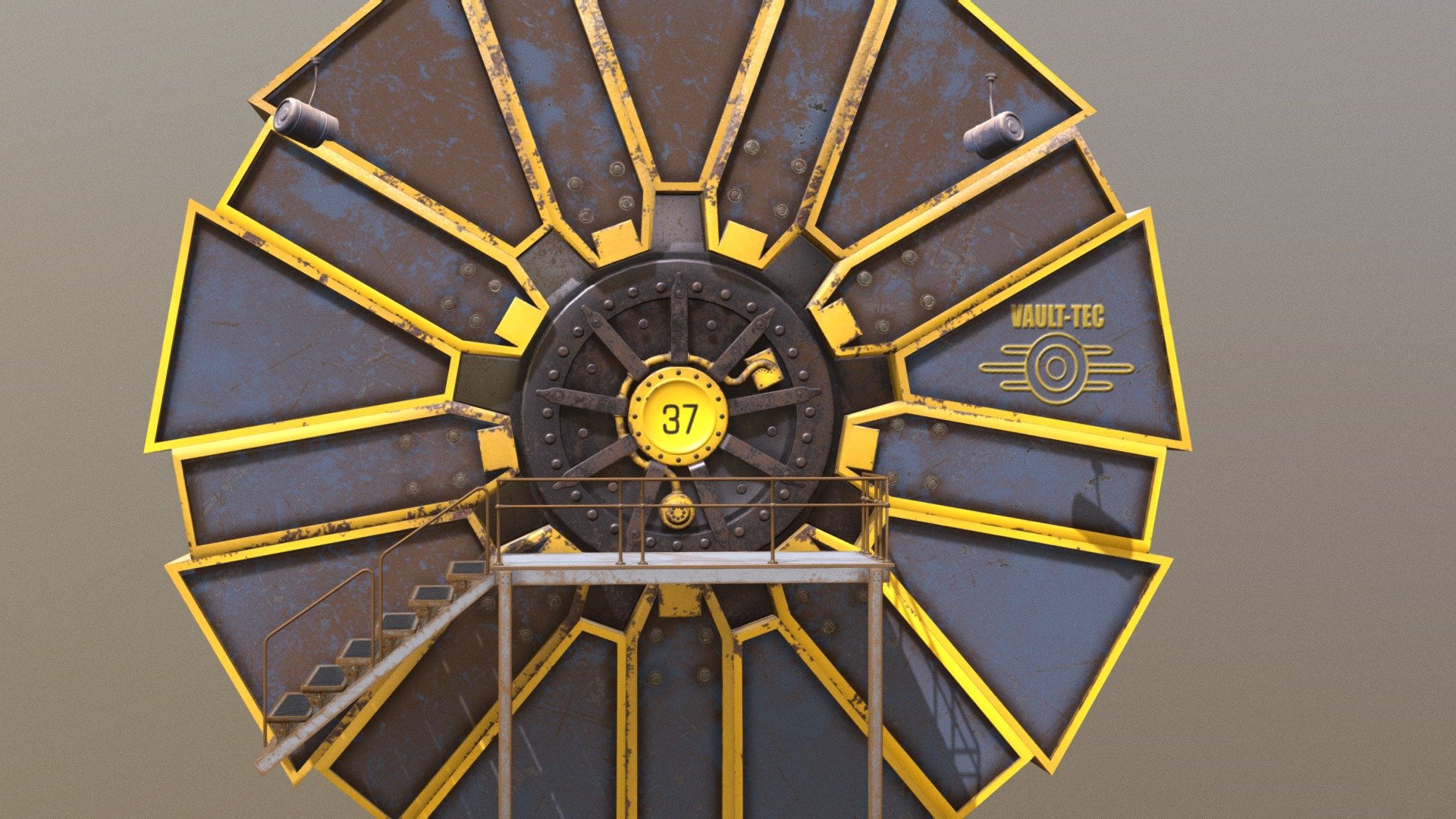 Vault-Tec - Vault 37 gate with stairs - Buy Royalty Free 3D model by ...