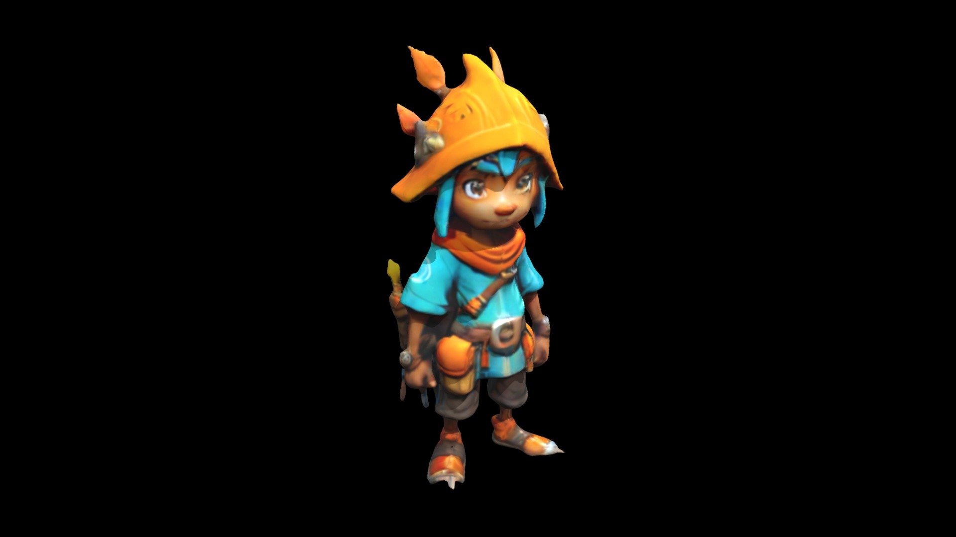 a cartoon character with blue hair and an ora - Download Free 3D model ...