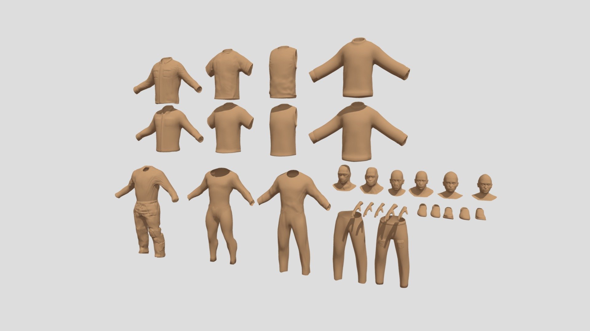 Clothing_And_Character_Kit 1.0 FBX (CC0) - Download Free 3D model by ...