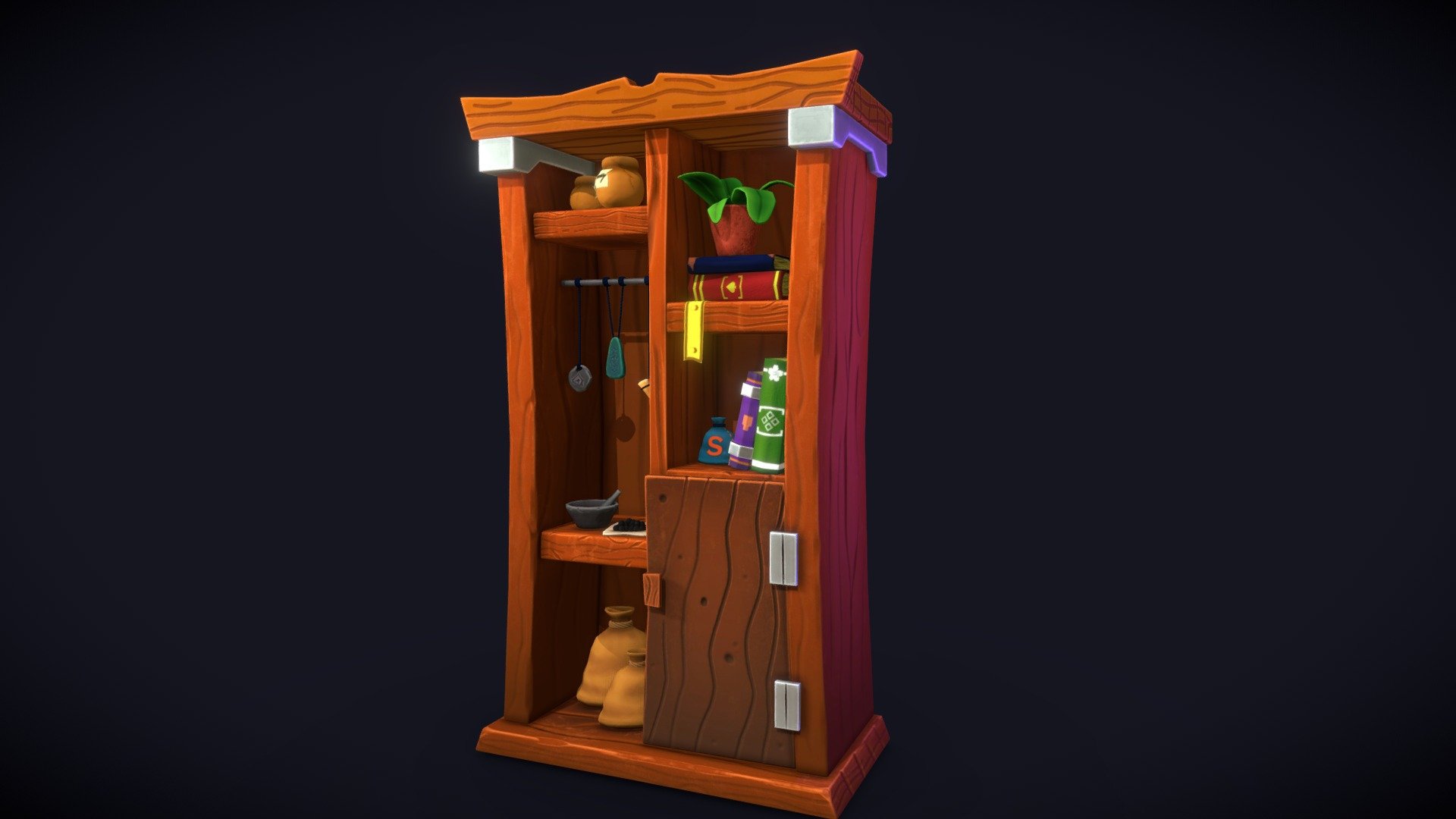 Stylized Bookshelf - 3D model by PhiOre [77e0cdf] - Sketchfab