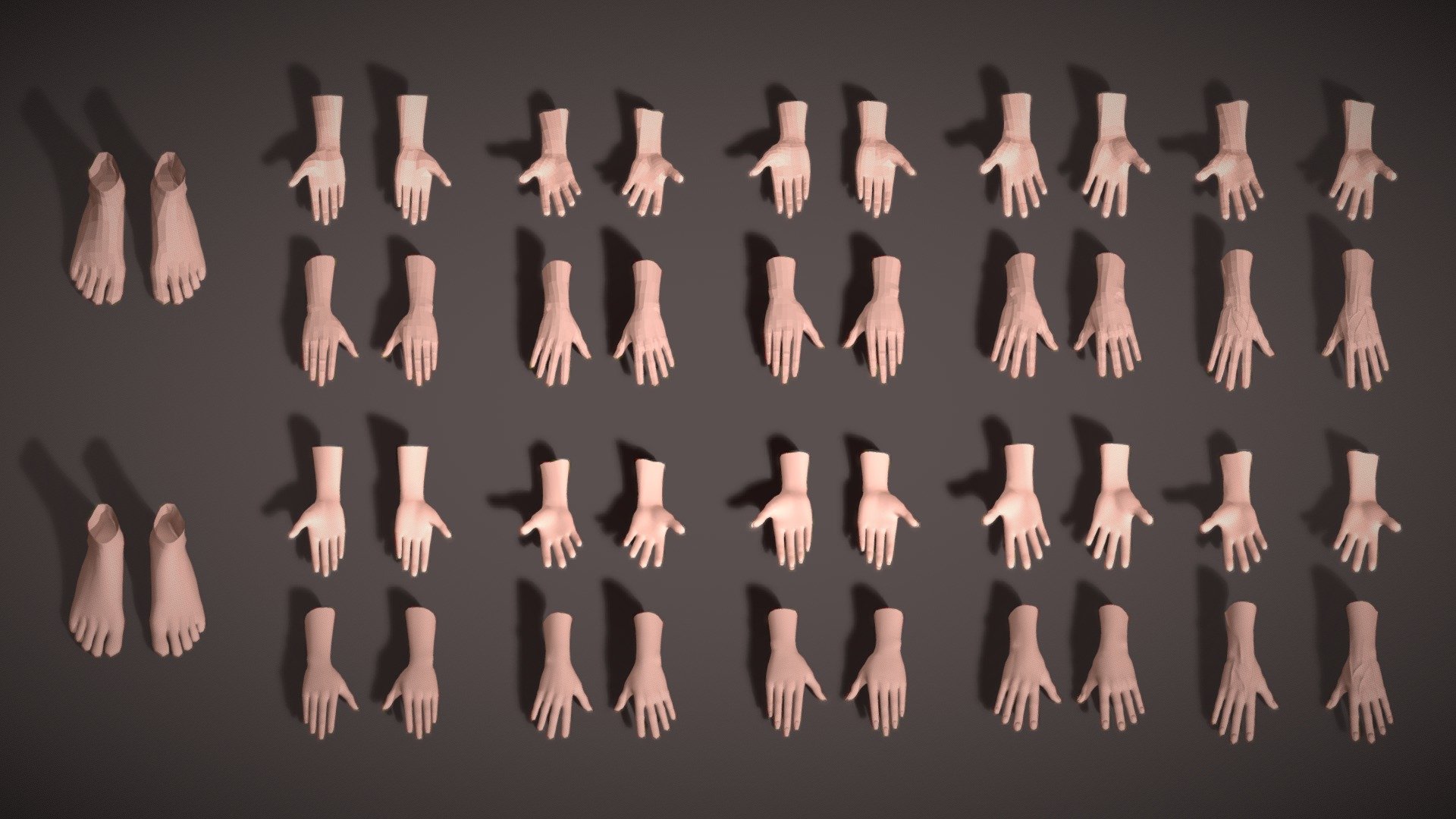 Low Poly Hands And Foot Base Mesh - Realistic - 3D model by Ethereal ...