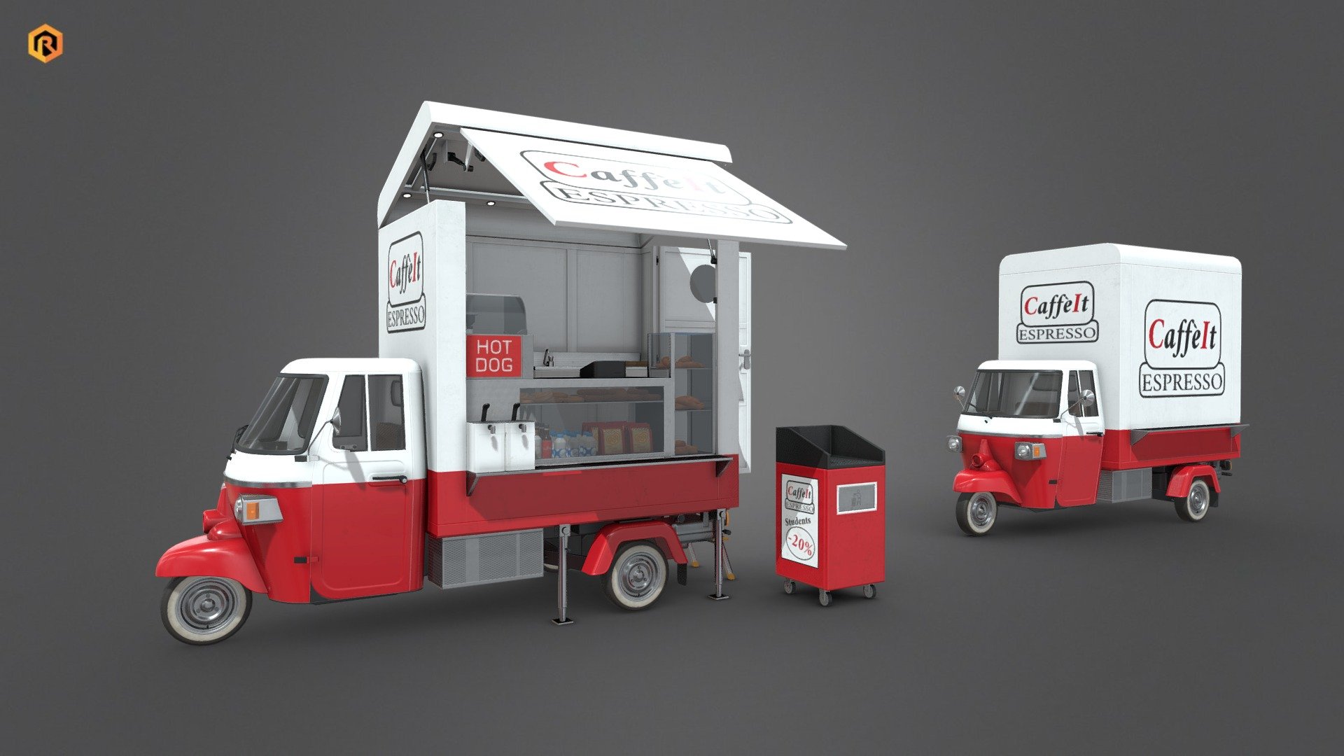 Food Truck | Low-poly PBR 3D Model - Buy Royalty Free 3D model by ...