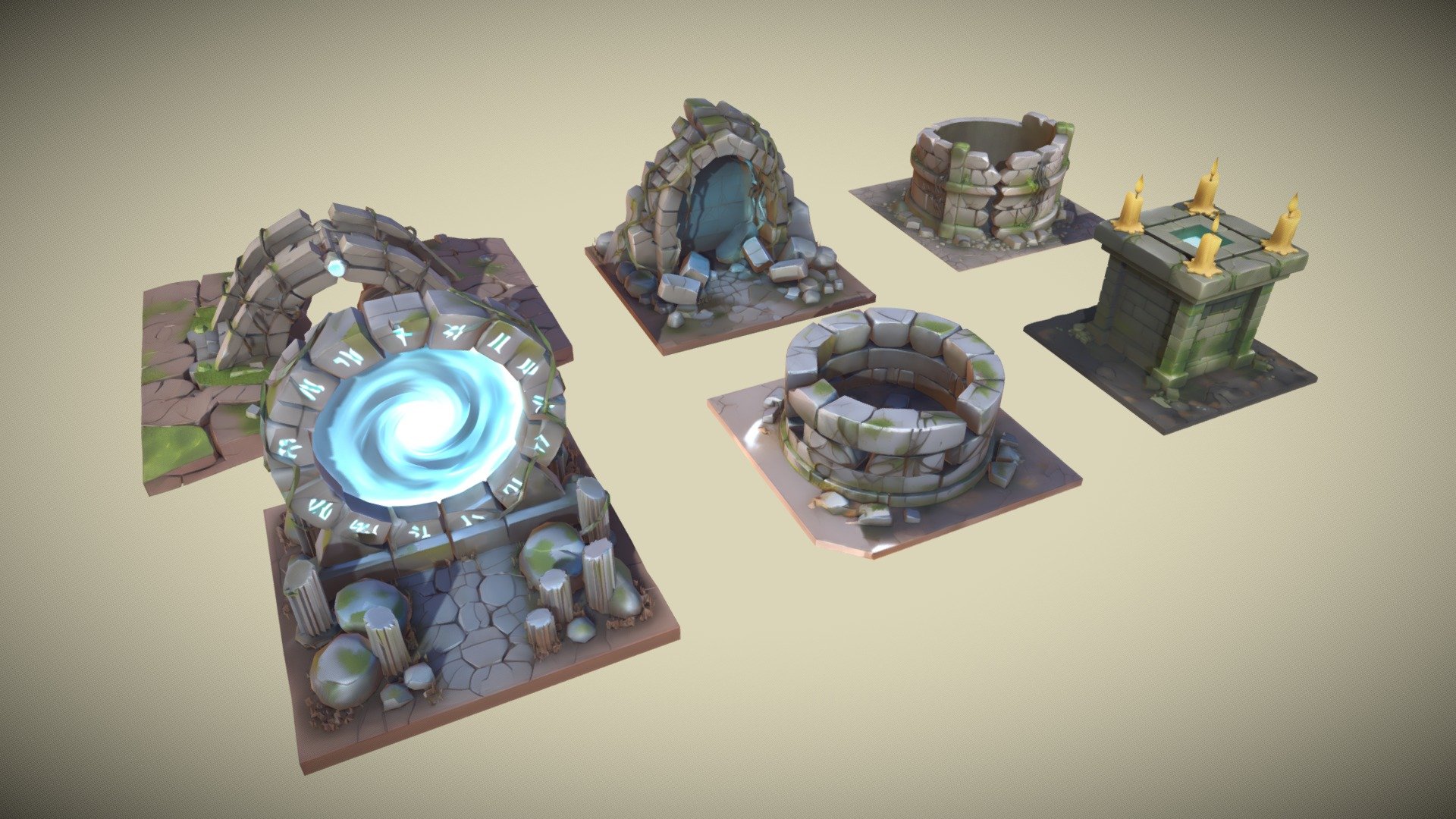 6 Stylized Forest Assets (Low-poly) Pack 5 - Download Free 3D model by ...
