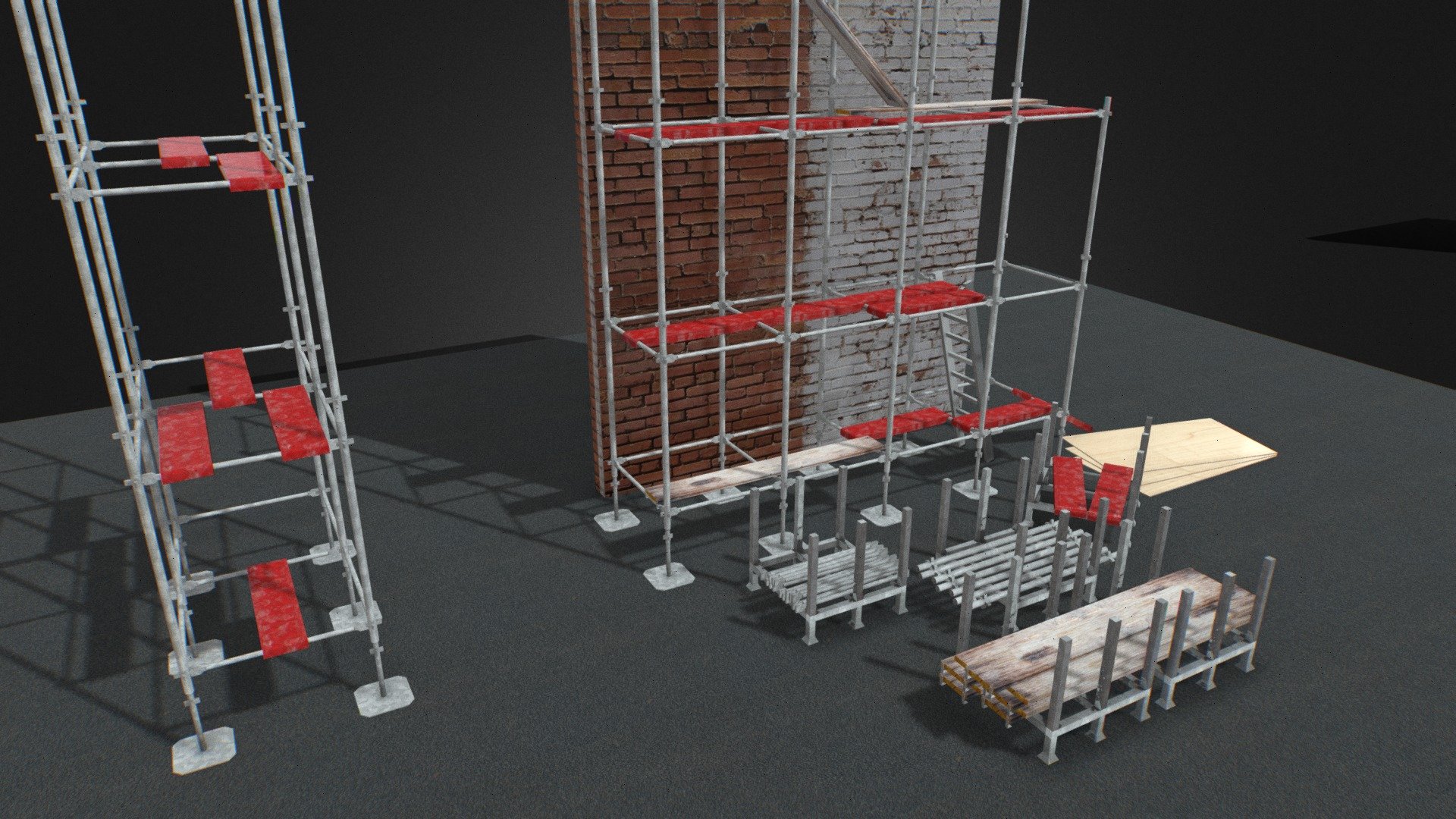 Scaffold building industry platform 3d assets - Buy Royalty Free 3D ...
