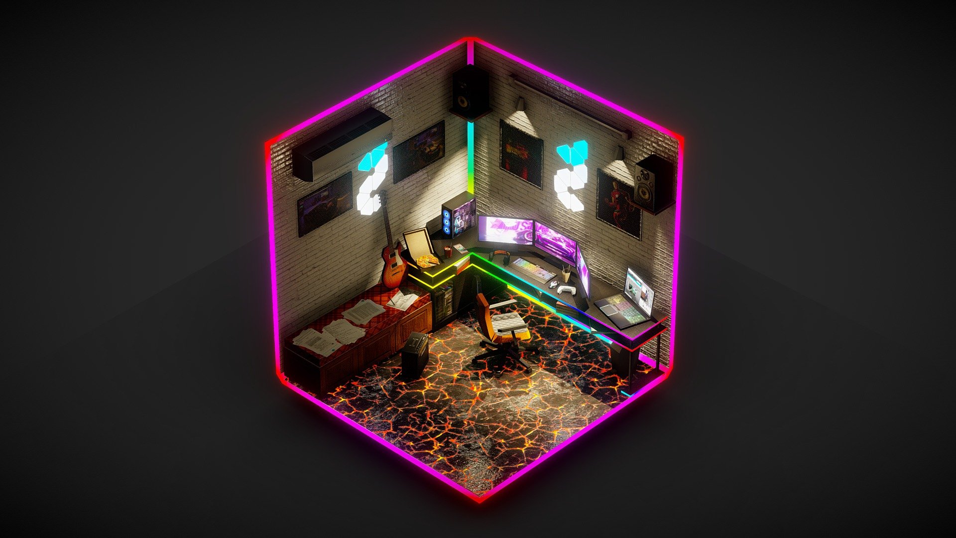 Isometric - Gaming Room - Low Poly - Buy Royalty Free 3D model by Allay ...