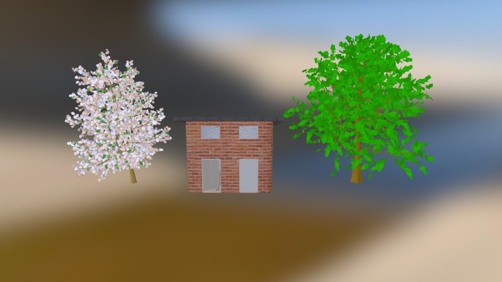 House With Trees - 3D model by mediocrelife [782fded] - Sketchfab