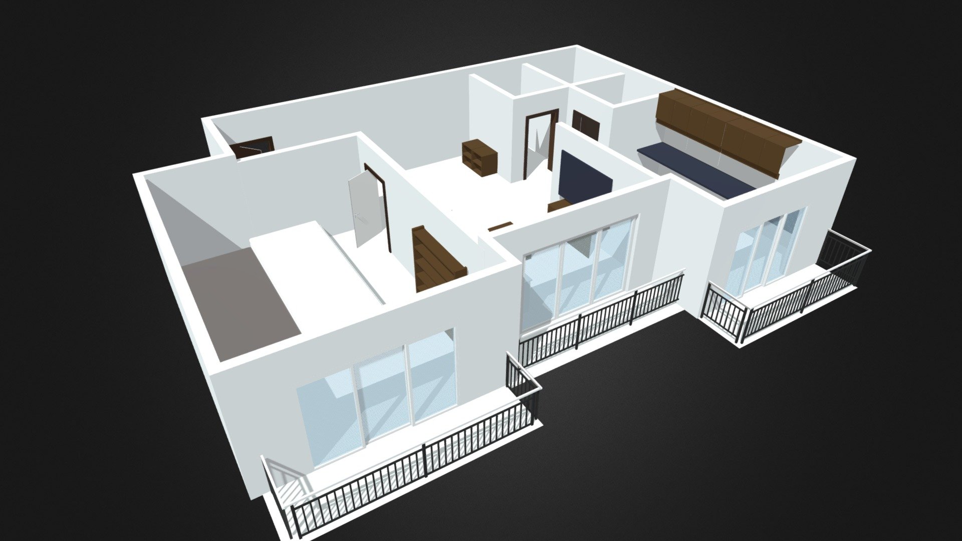 1BHK Apartment - Small house in Building. - Buy Royalty Free 3D model ...
