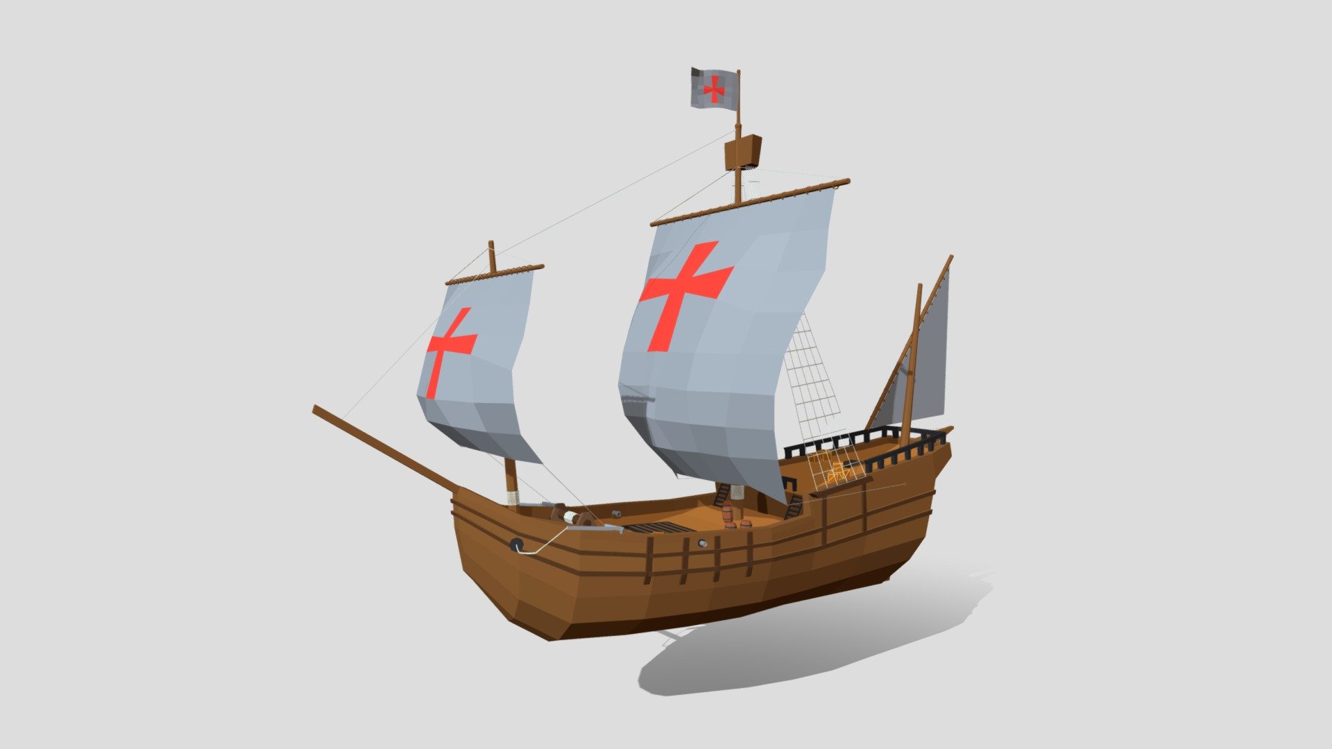Low Poly Cartoon Pinta 1492 Ship - Buy Royalty Free 3D model by ...
