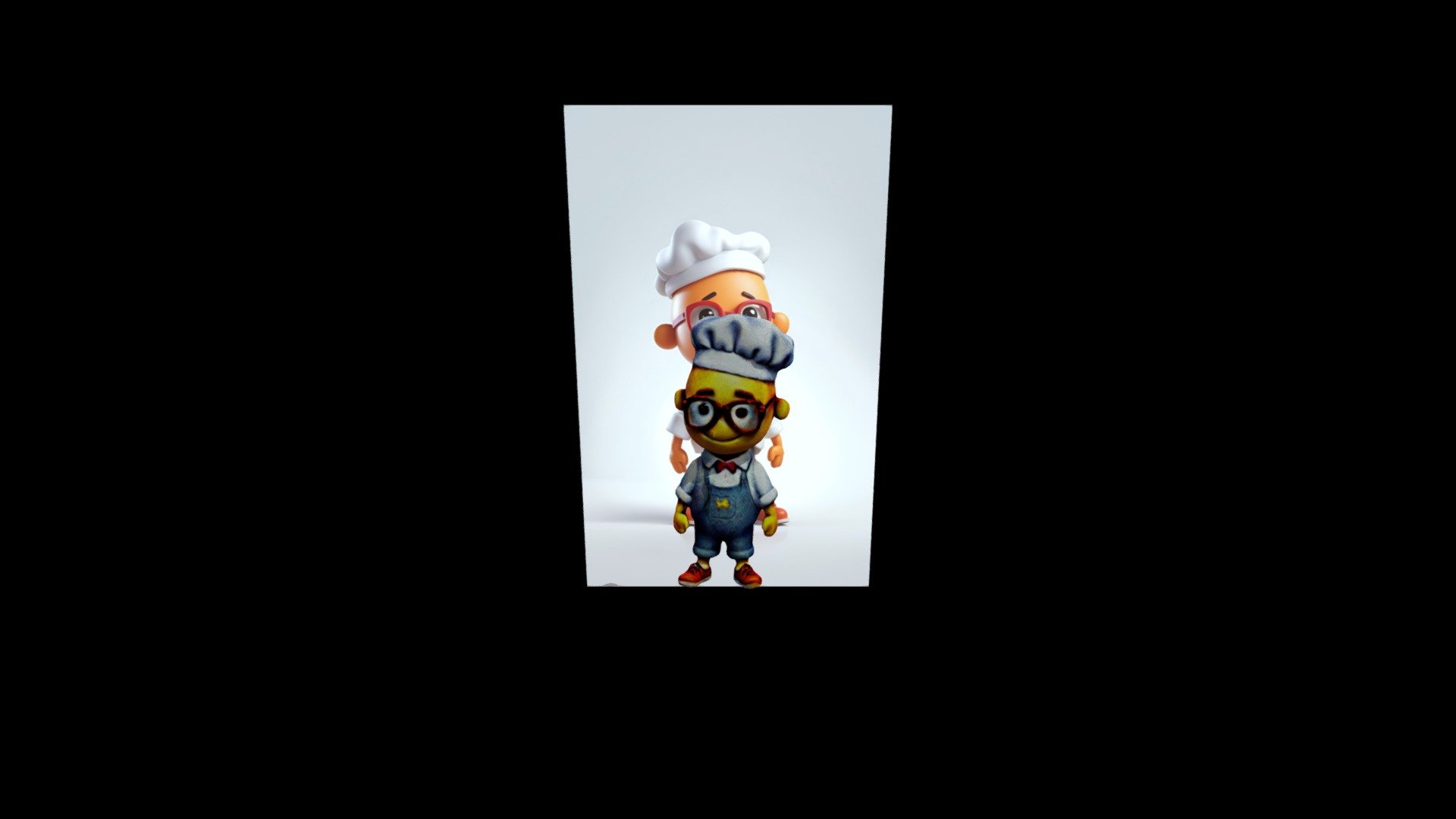 cartoon character of a chef with glasses and a w - Download Free 3D ...