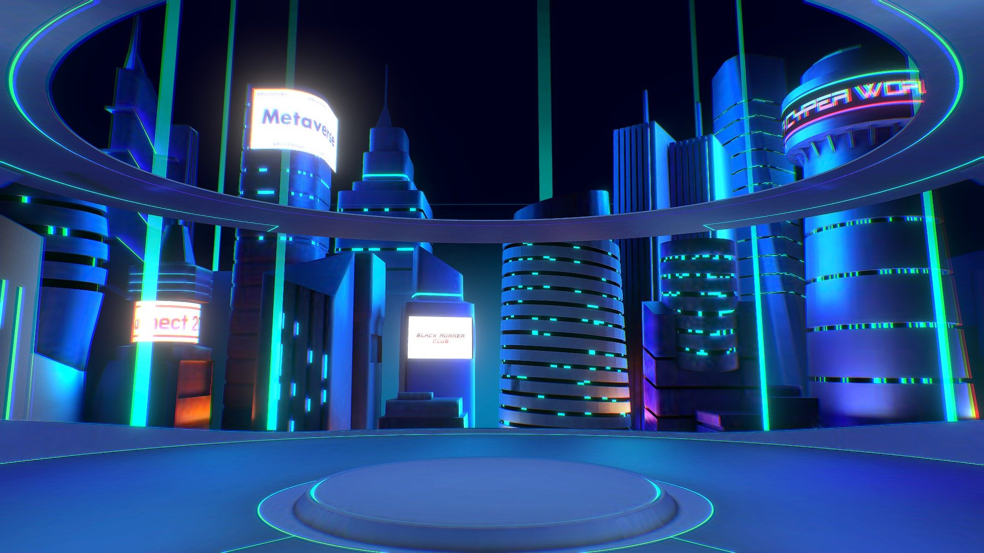 virual event stage in cyberpunk city - Buy Royalty Free 3D model by ...