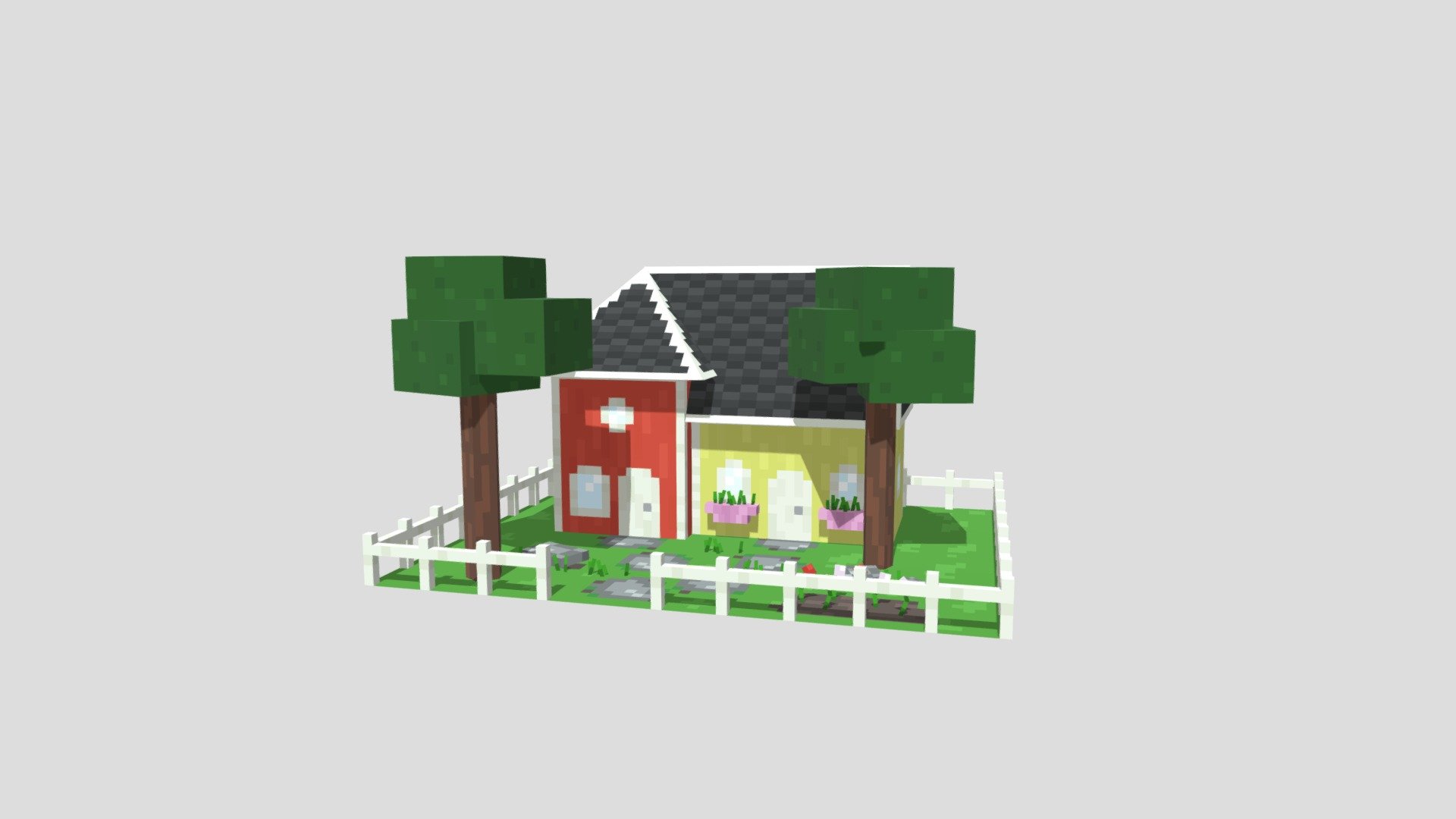 low poly attached cottages - 3D model by prefab_sprite [7865ba3 ...