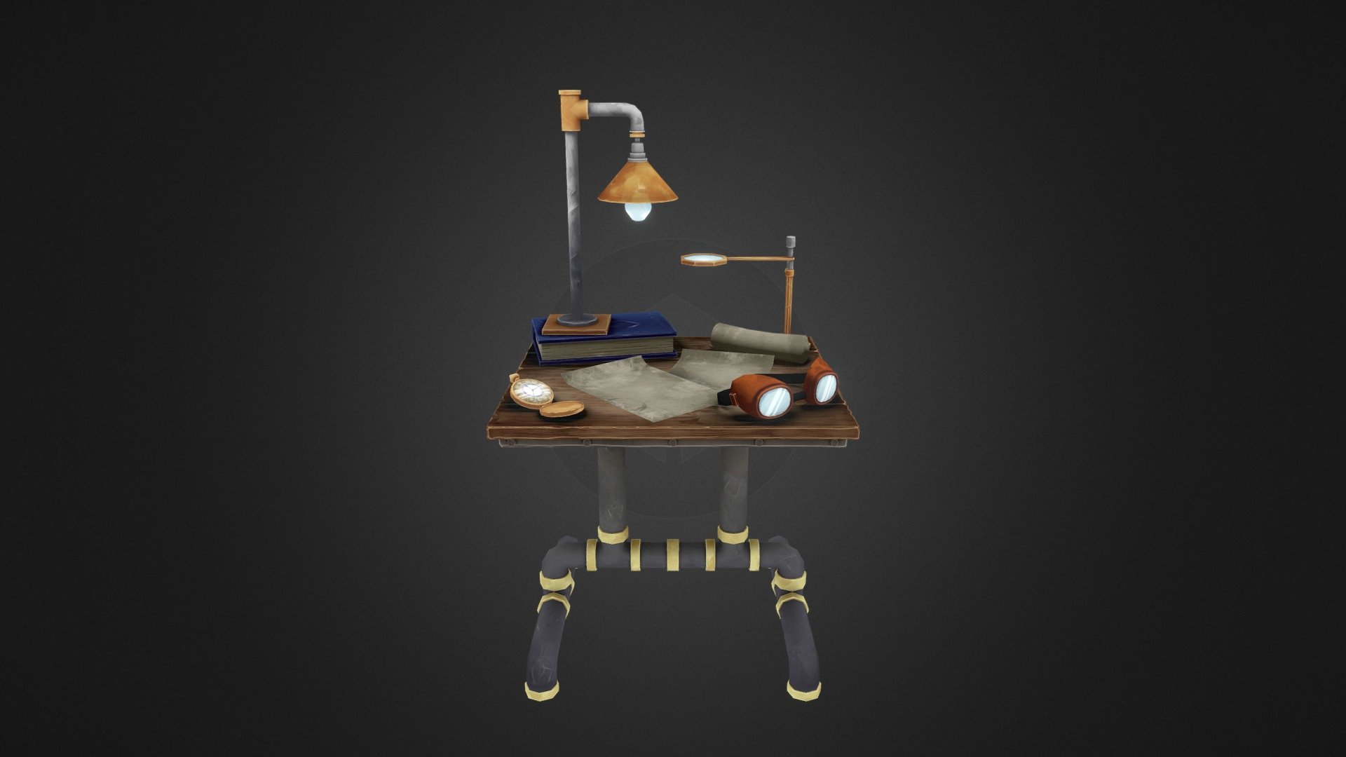 Steampunk inspired table - 3D model by MilenaNami [7878f7c] - Sketchfab