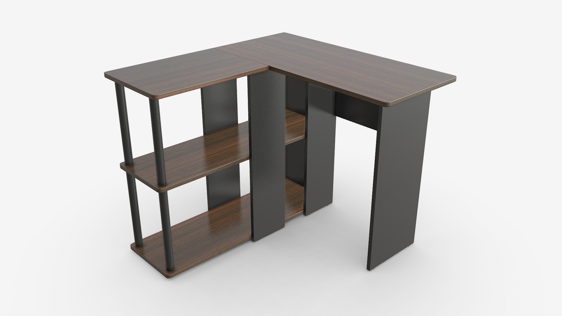 L-shape Desk with Bookshelf - Buy Royalty Free 3D model by HQ3DMOD ...