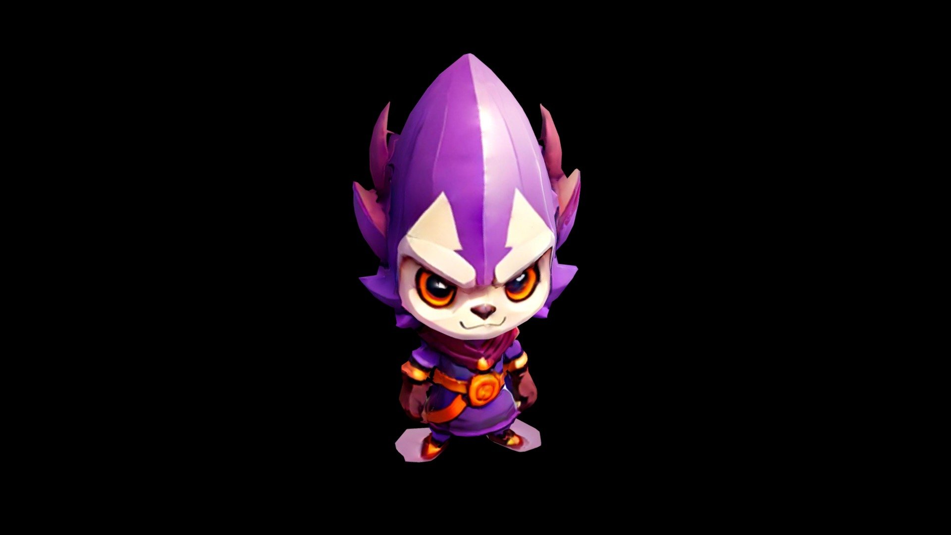 A chibi-style character with purple horns, a hel - Download Free 3D ...
