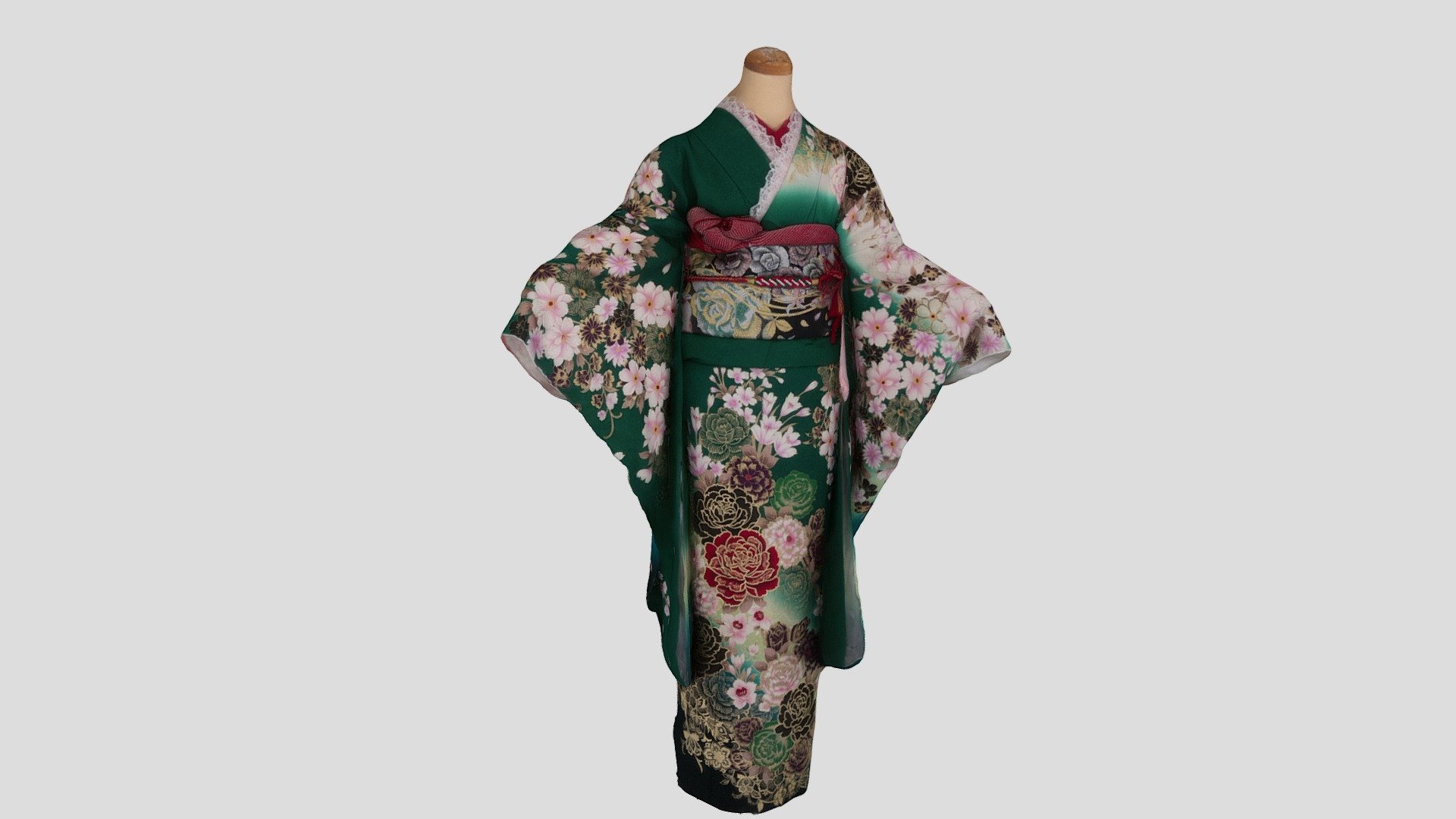 Green & Flowers furisode - 3D model by Koto3D Stephane Vogley (@sayavog ...