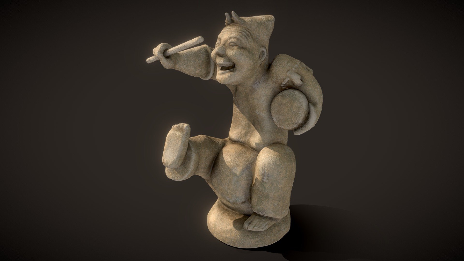 Painted pottery drumming and rapping figures - Buy Royalty Free 3D ...