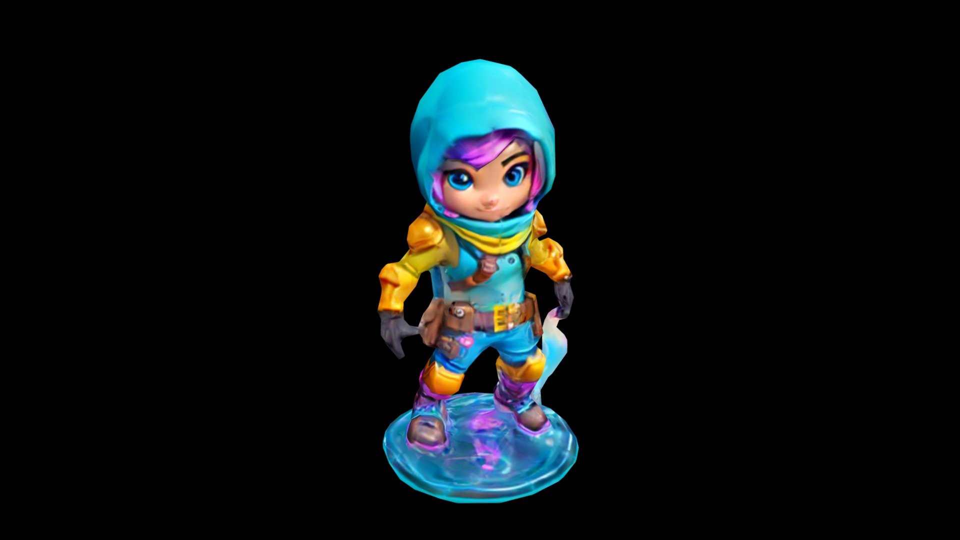 Battle Girl with Cool Hoodie and Accessories - C - Download Free 3D ...