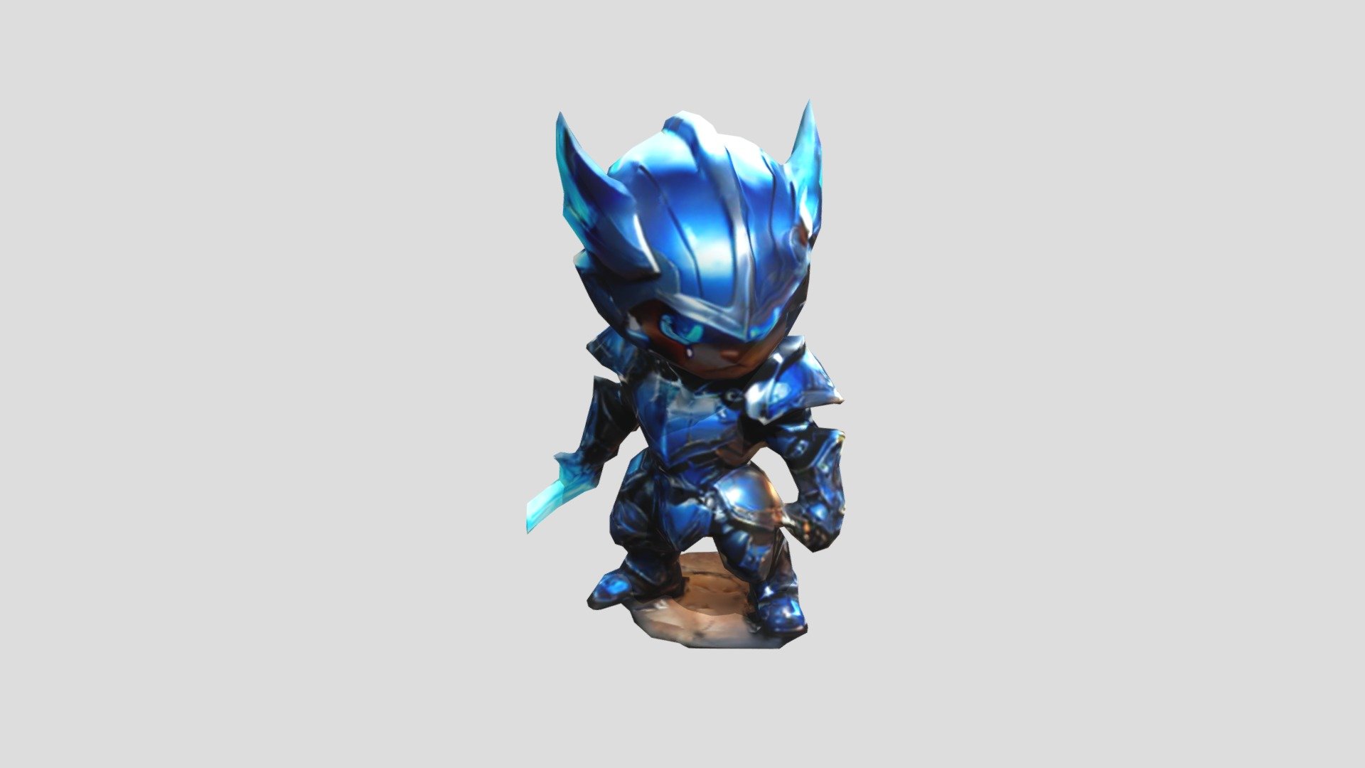 "Little knight in gleaming blue armor stands res - Download Free 3D ...