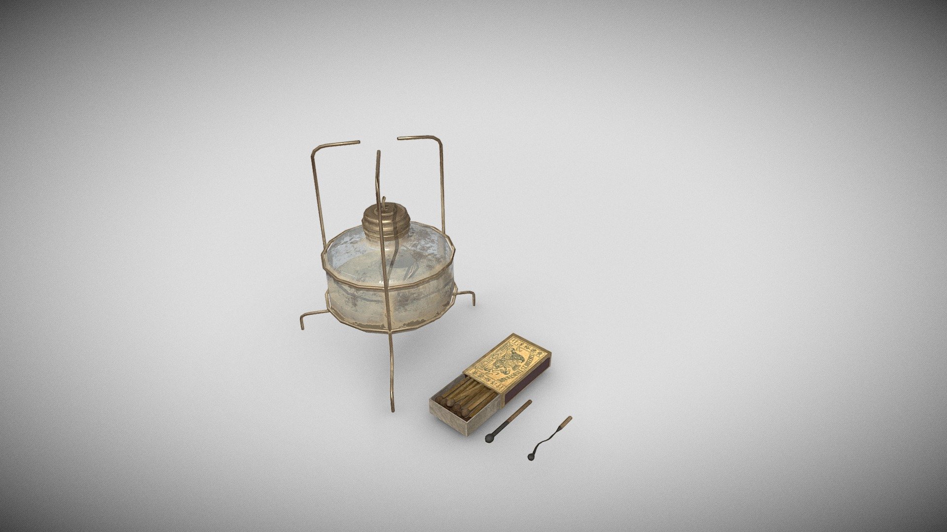 old lamp and matchbox with pbr textures - Buy Royalty Free 3D model by ...