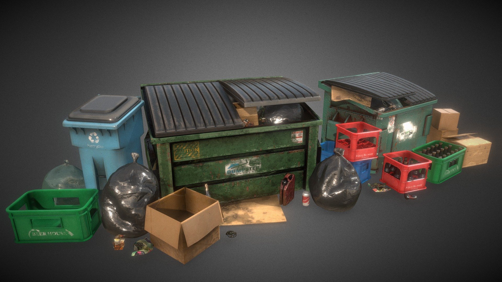 Urban Alley Trash Props Dirty - 3D model by LegendsVR (@legendsvrc ...