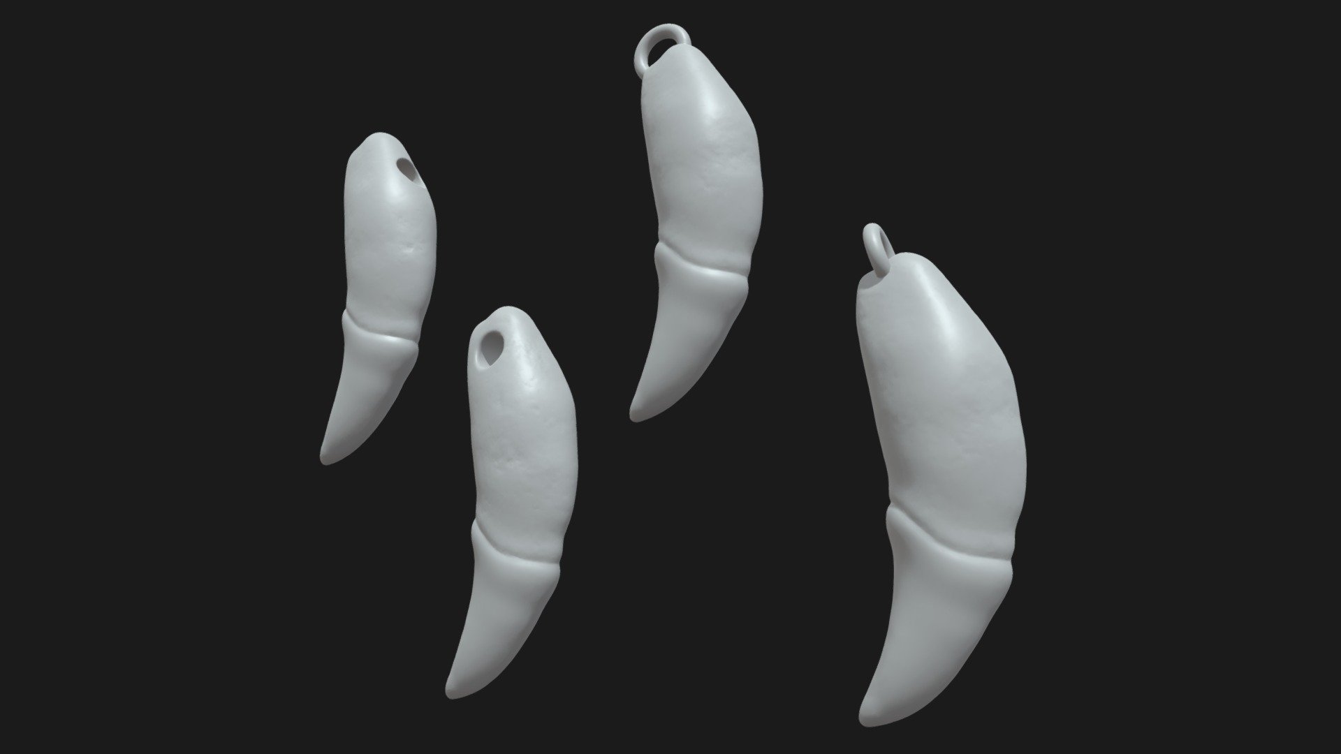 Wolf Fang Pendant (4 versions) - 3D print ready - 3D model by Santiago ...