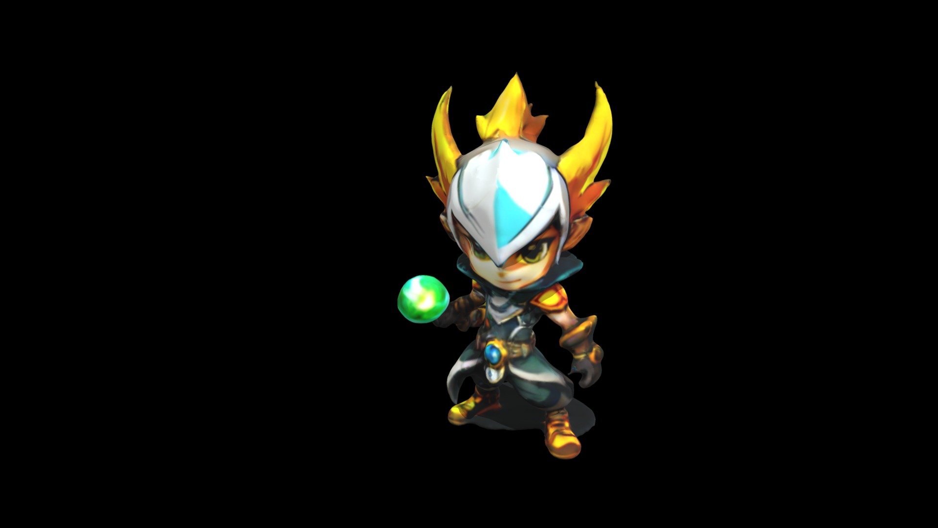 a cartoon character holding a green sphere in - Download Free 3D model ...