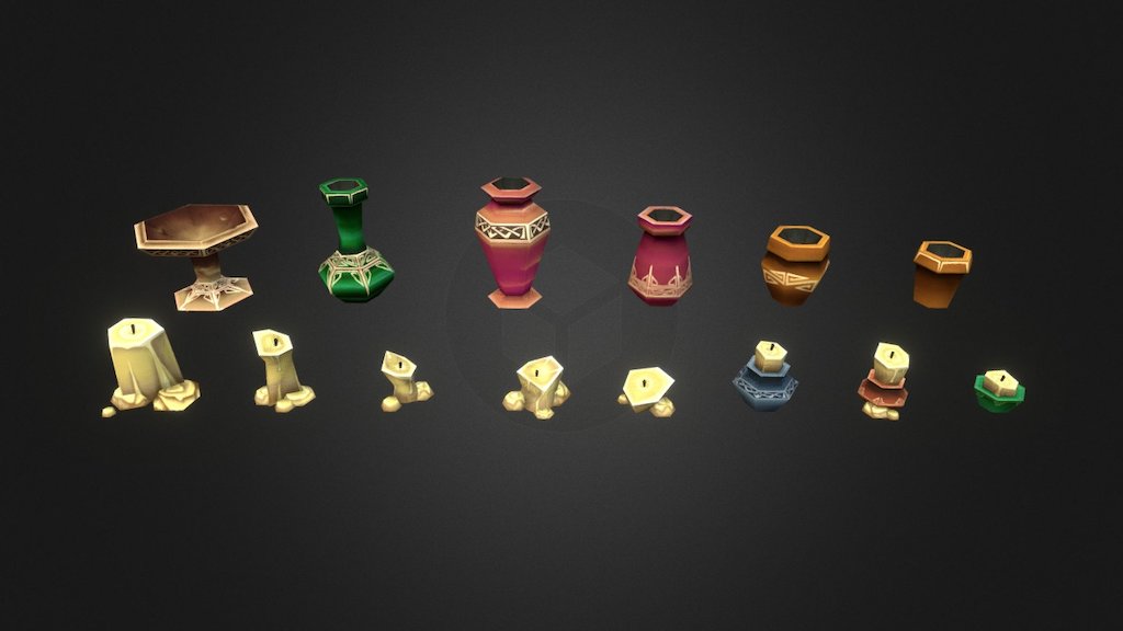 Stylized Candle Set - 3D model by LowlyPoly [79137b9] - Sketchfab