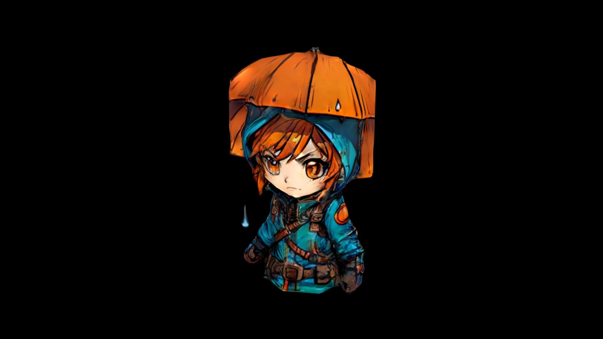 A chibi style character with orange hair and bro - Download Free 3D ...