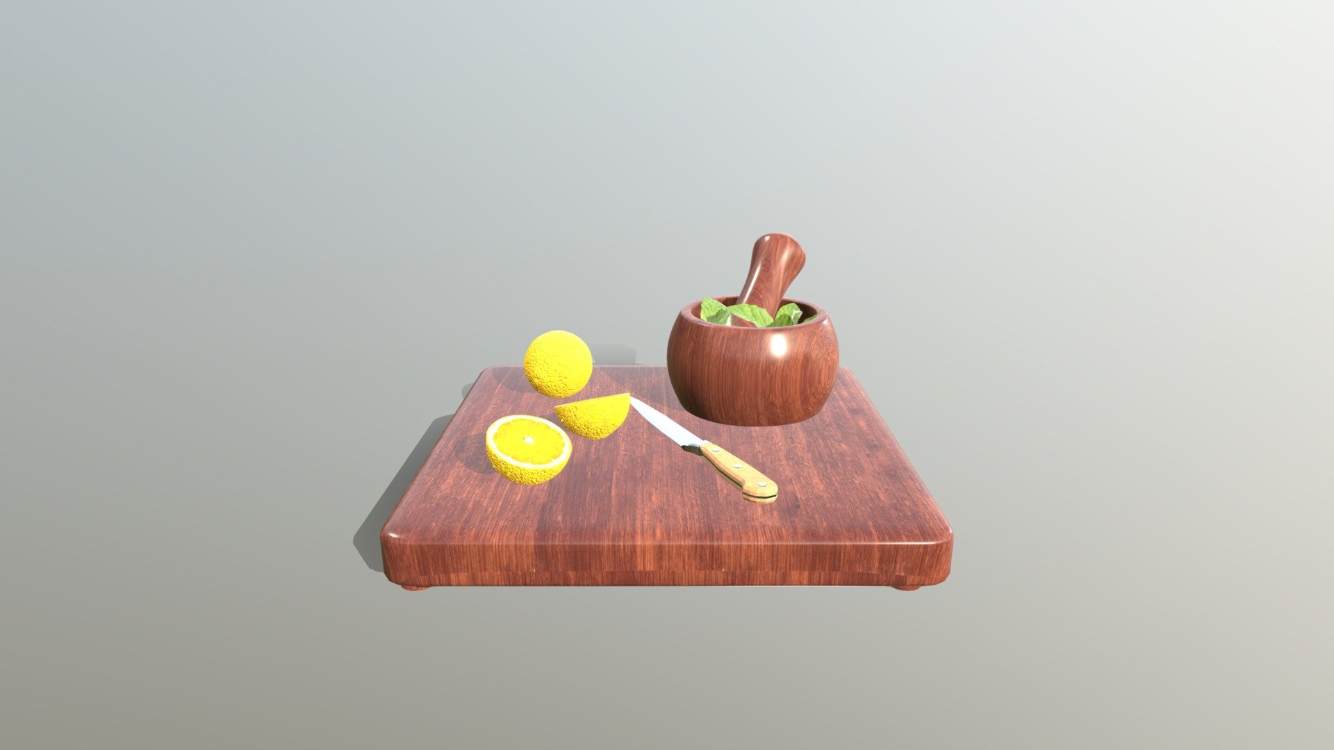 Kitchen stuff ( knife , leaf , lemon ) + UV - Download Free 3D model by ...