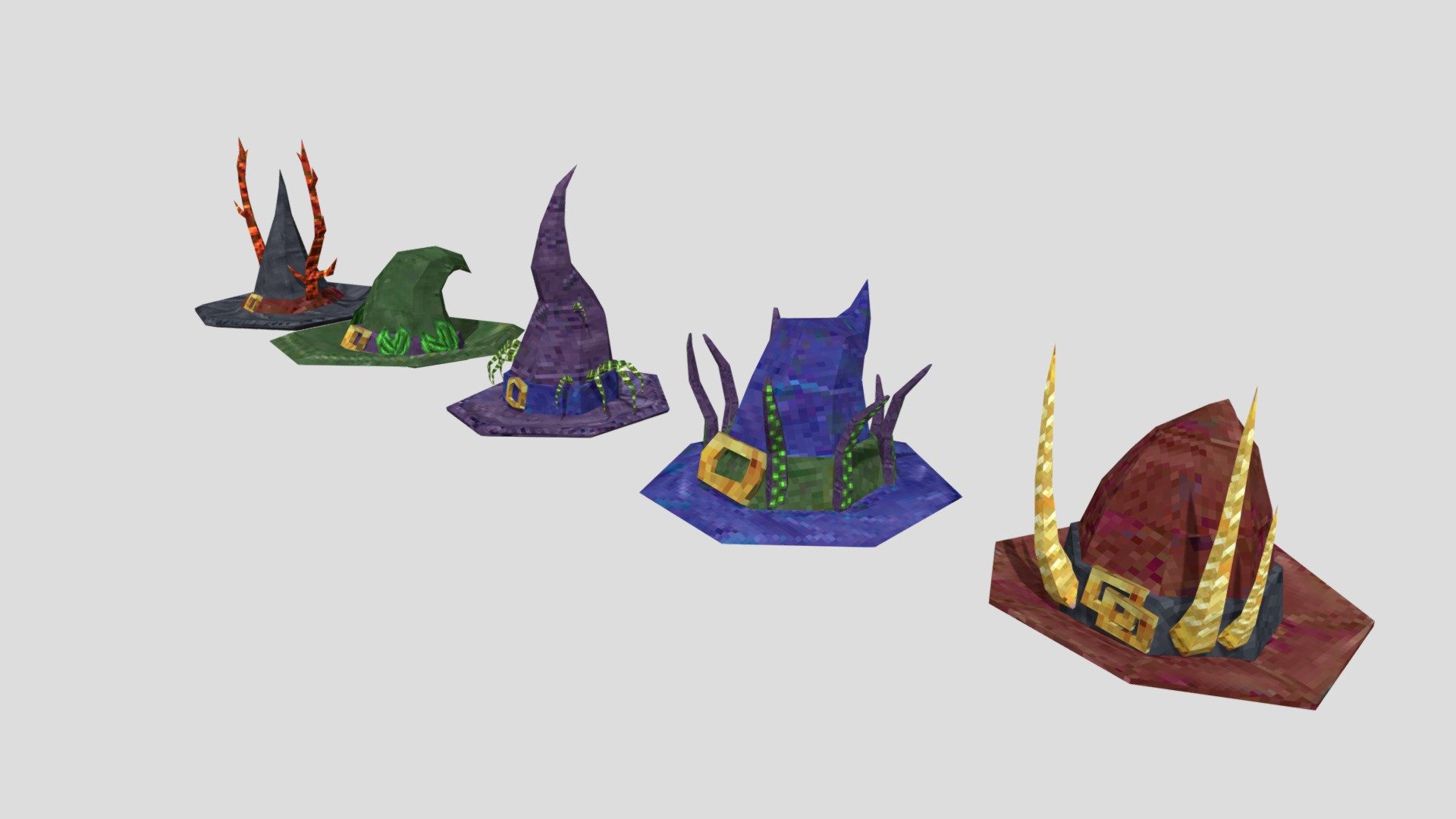 Witch hats small pack ps1 stile - 3D model by Quantum bit (@Quantum-Bit ...