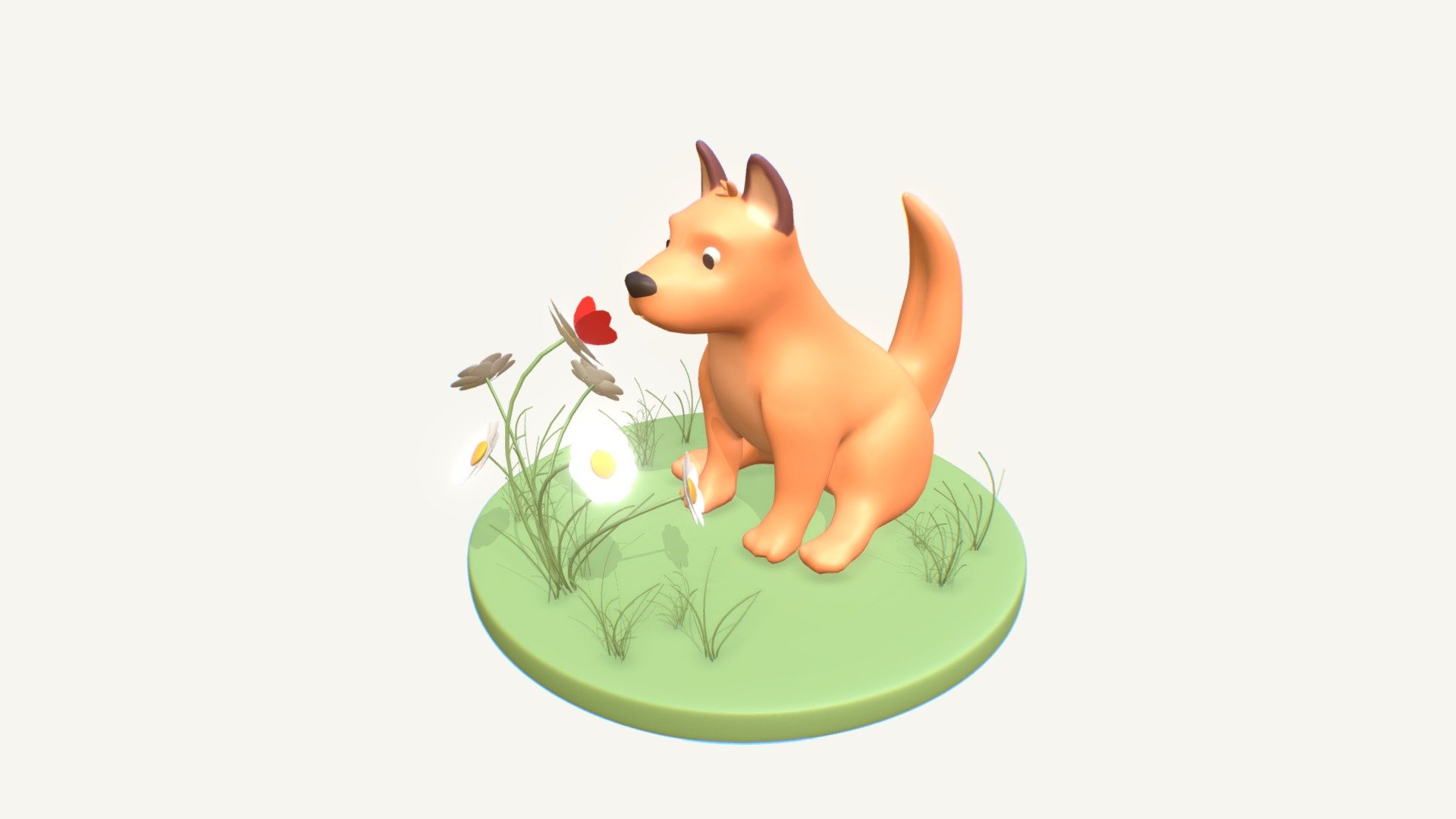 Pup in a Meadow - 3D model by Ludigos [793972c] - Sketchfab