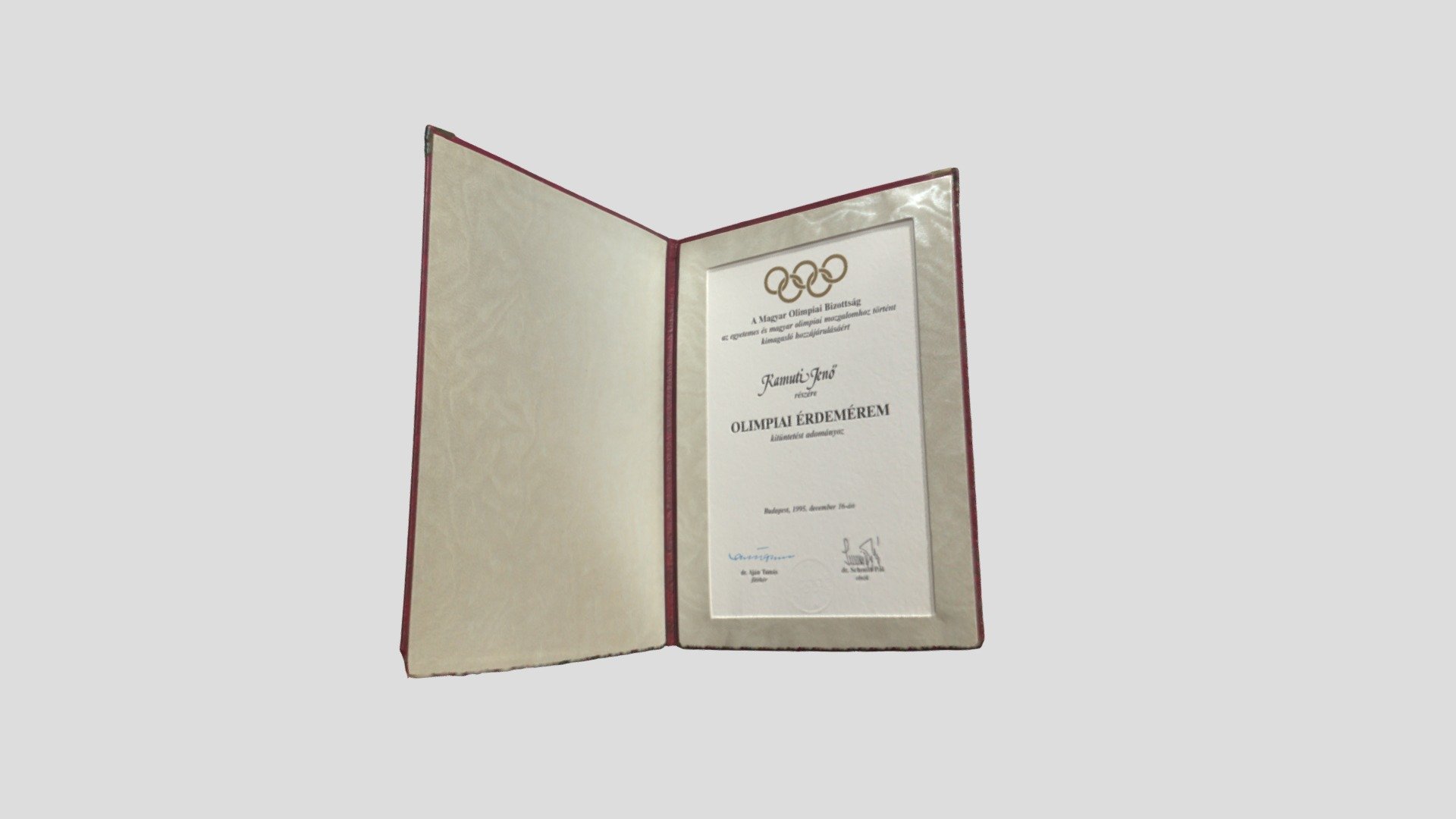 Kamuti Jenő - A Magyar Olimpiai Érdemérem Dip. - 3D model by ...