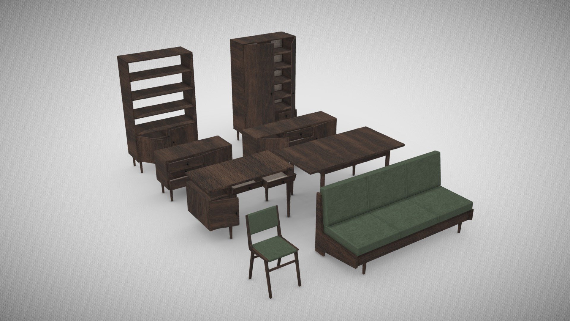 Retro Vintage Furniture Pack - Download Free 3D model by michałko ...