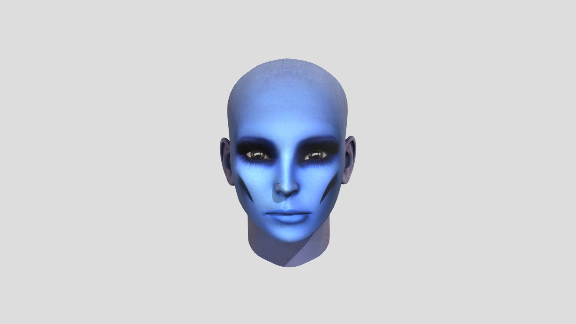 Pretty Female Alien Head Blue - Download Free 3D model by skullvez ...