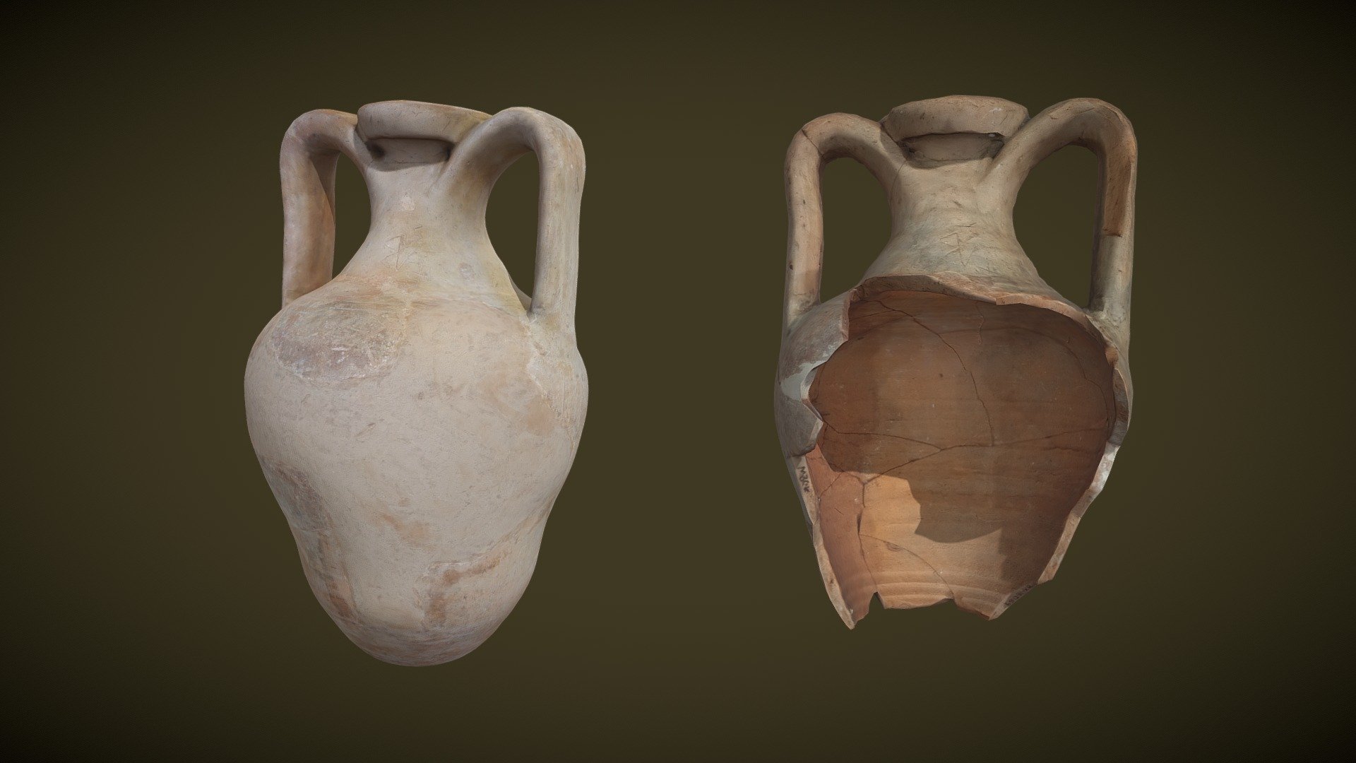 Amphora (before and after restoration) - 3D model by UWBaltic [797654c ...