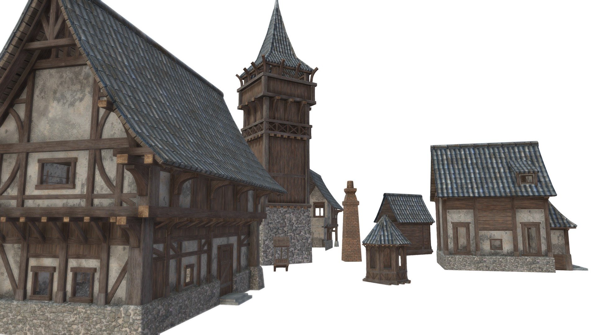 Middle age house model set - 3D model by Kabaji_K [7998a48] - Sketchfab